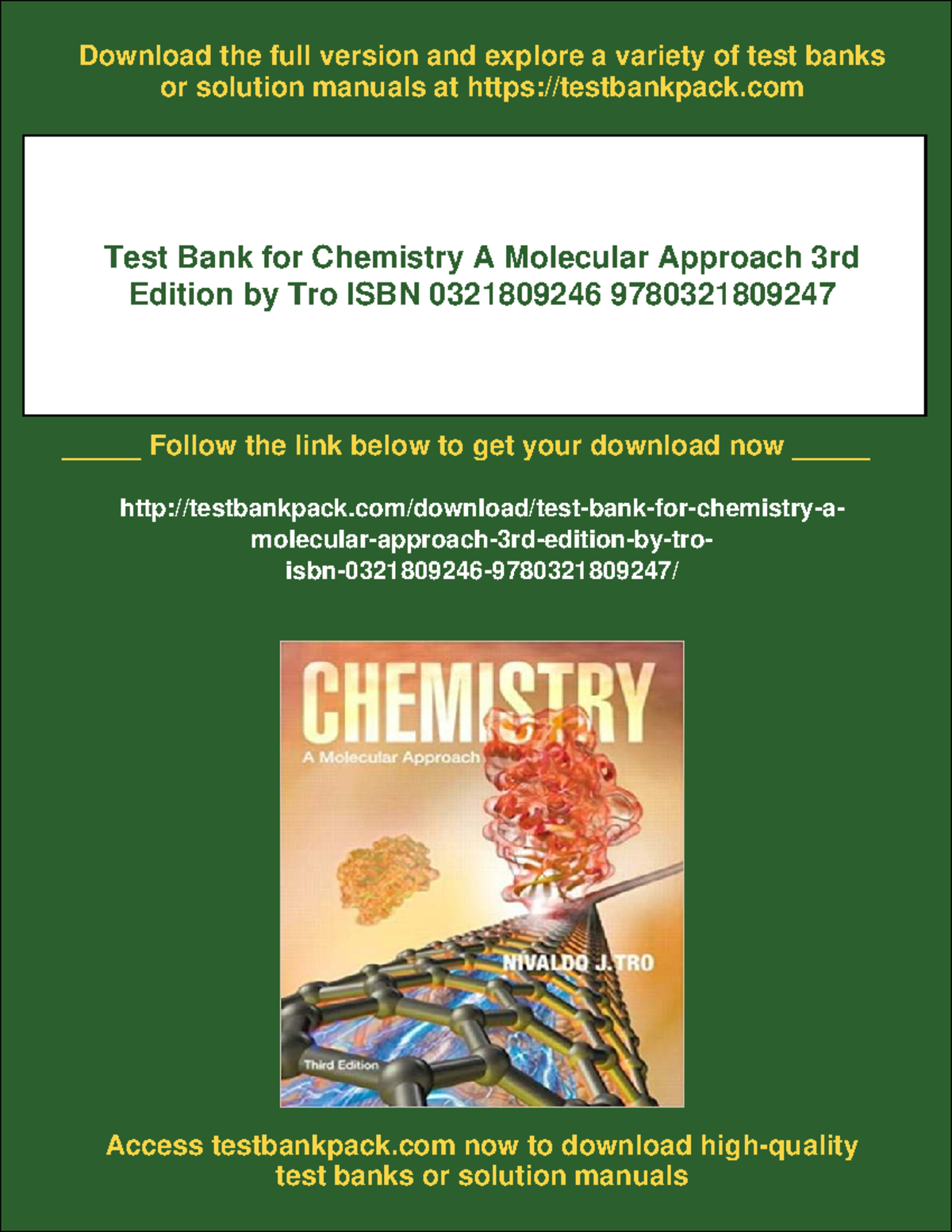 Test Bank for Chemistry: A Molecular Approach, 3rd Ed. (Tro) - Studocu