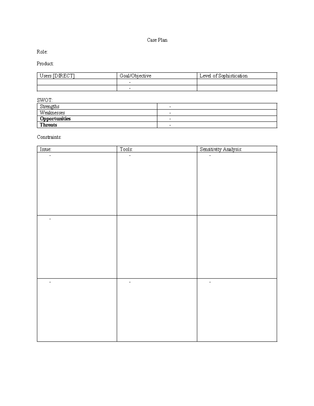 Case Plan Template - AFA819 - Case Plan Role: Product: Users [DIRECT ...