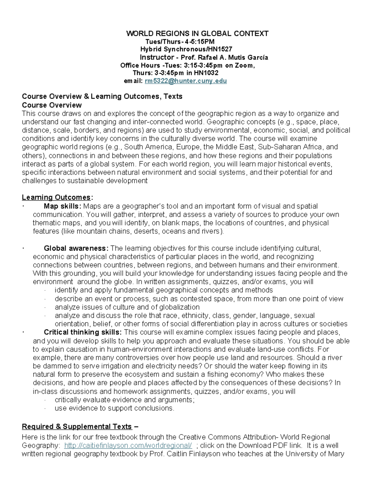 Final Syllabus for World Regions in Global Context (GEOG 110) - Studocu
