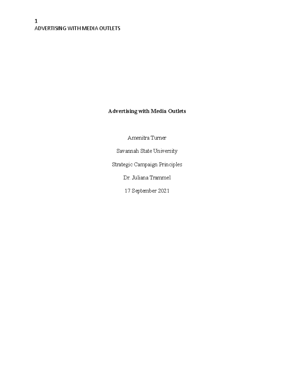 Advertising with Media Outlets - 1 ADVERTISING WITH MEDIA OUTLETS ...