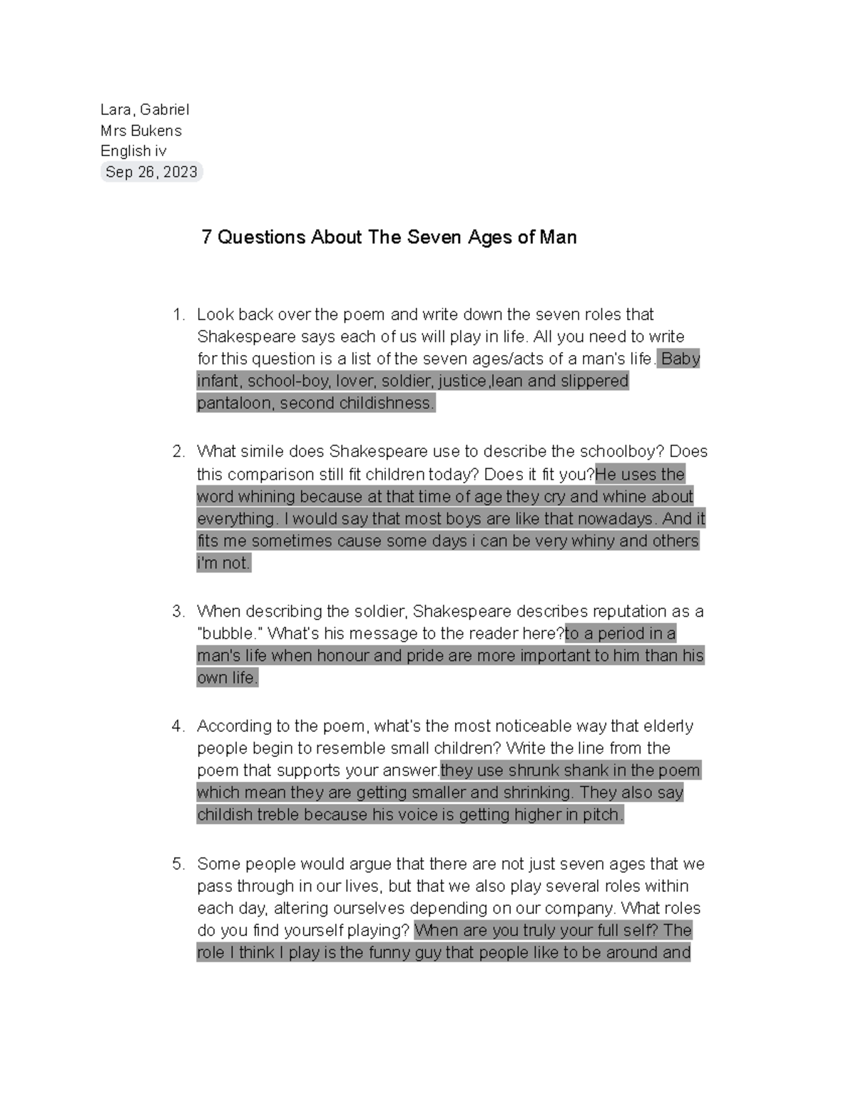 7 Ages of Man Analysis - English IV Study Guide - Studocu