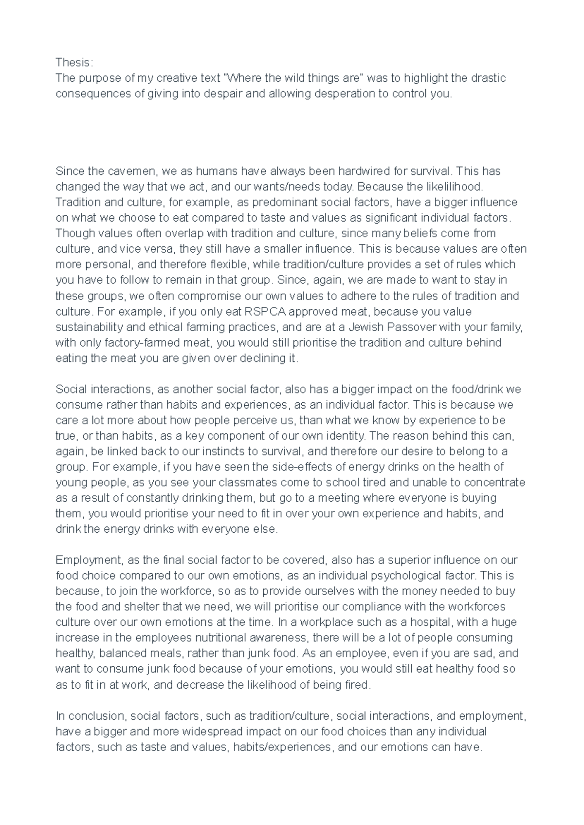English Reflection: The Impact of Social Factors on Food Choices - Studocu