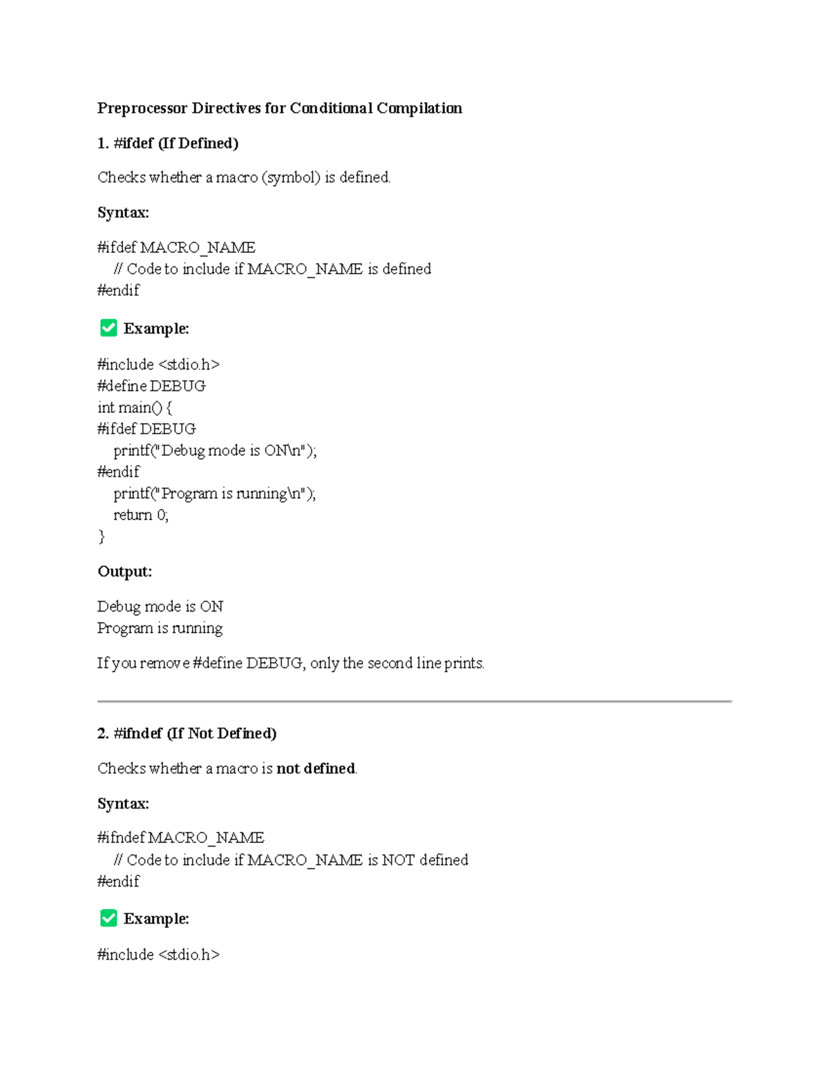 CSE 101: Preprocessor Directives for Conditional Compilation Notes ...