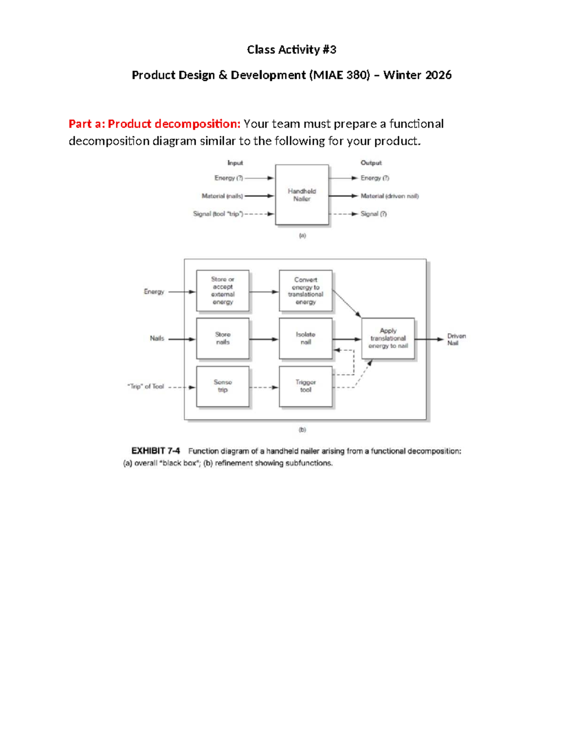 Activity 3 Functional Decomposition Diagram Concept Testing - MIAE 380 ...