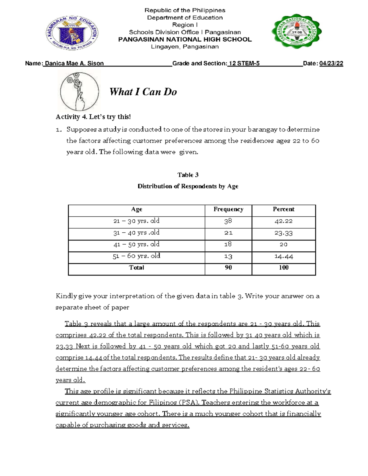 Sison - Danica-MAE-A - Name: Danica Mae A. Sison Grade and Section: 12 ...