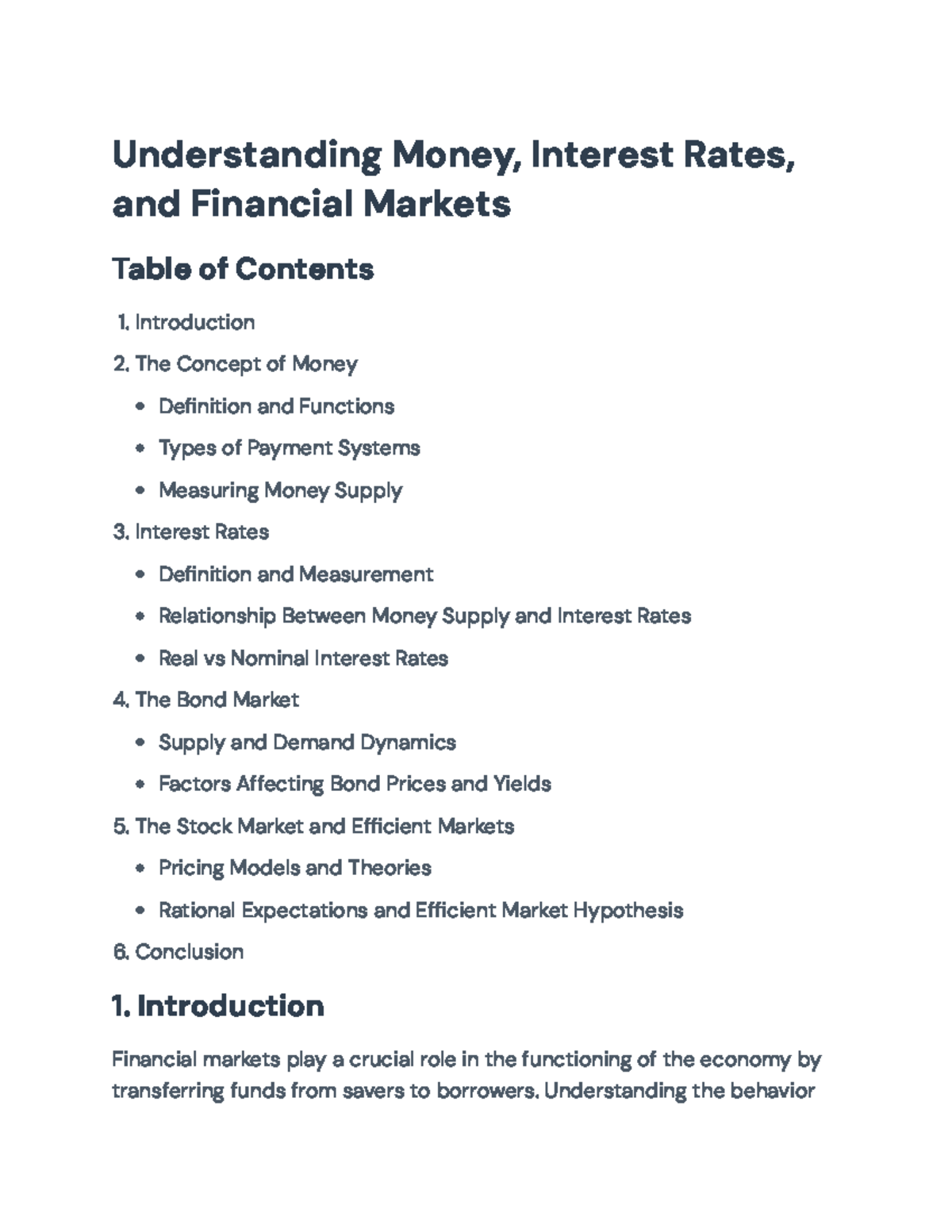 Understanding Money, Interest Rates, and Financial Markets - ECON 101 ...