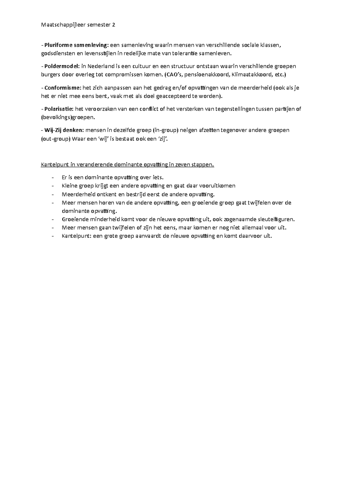 Maatschappijleer 2: Pluriforme Samenleving en Poldermodel Samenvatting ...