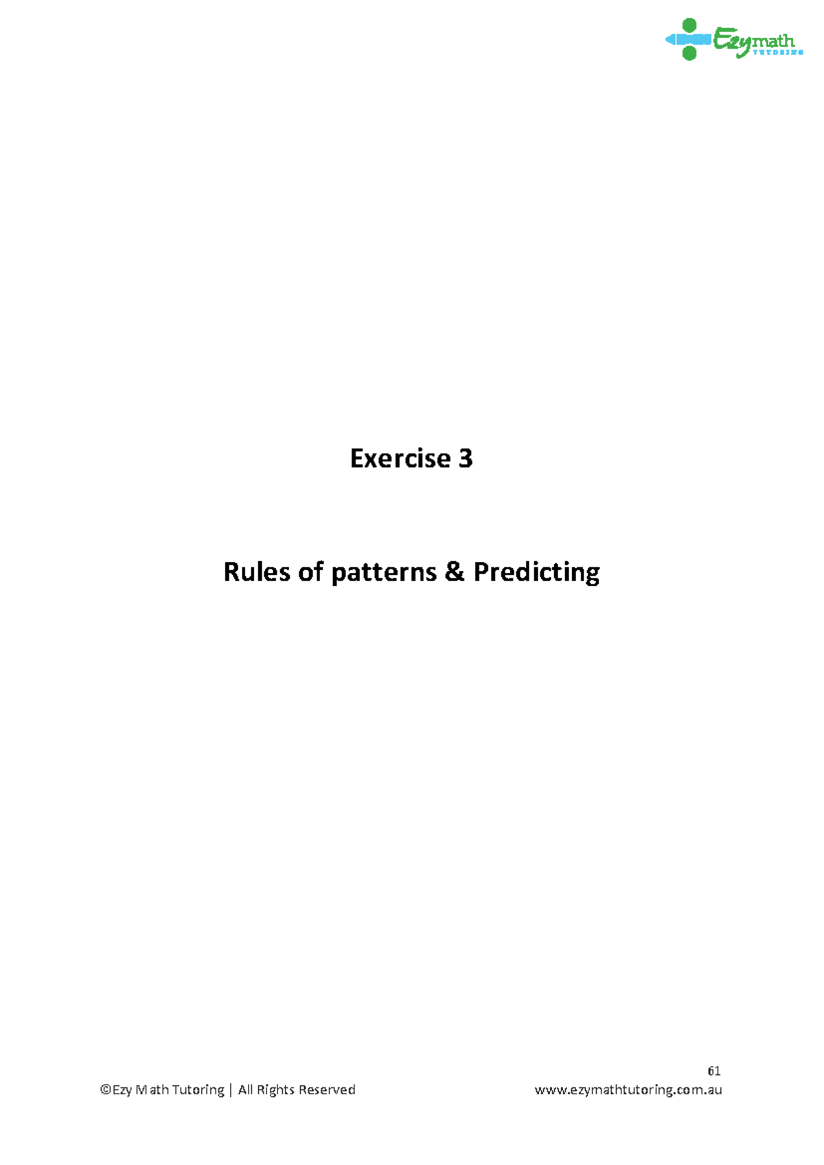 Year 5 Maths - Algebra Patterns - Exercise 3: Rules of Patterns - Studocu