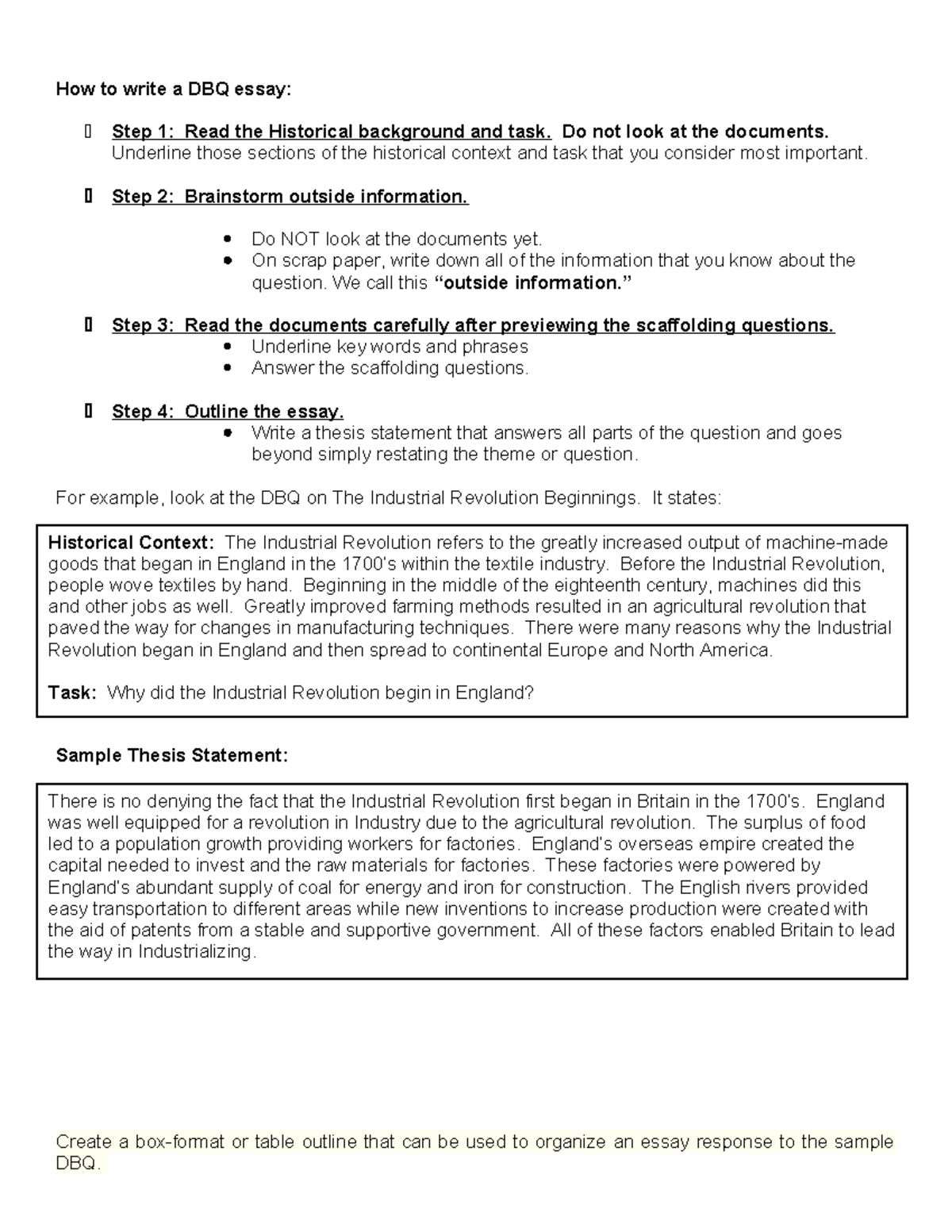 Ch. 20 - How to Write a DBQ - How to write a DBQ essay: Step 1: Read ...