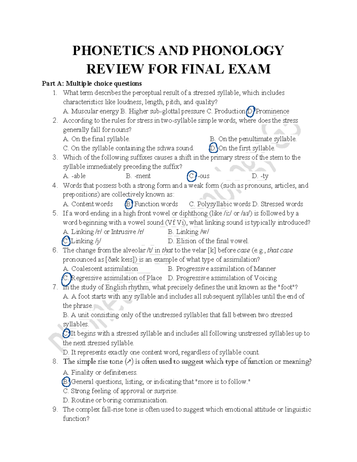 PHONETICS AND PHONOLOGY FINAL EXAM REVIEW (Eneniu 24103) - Studocu