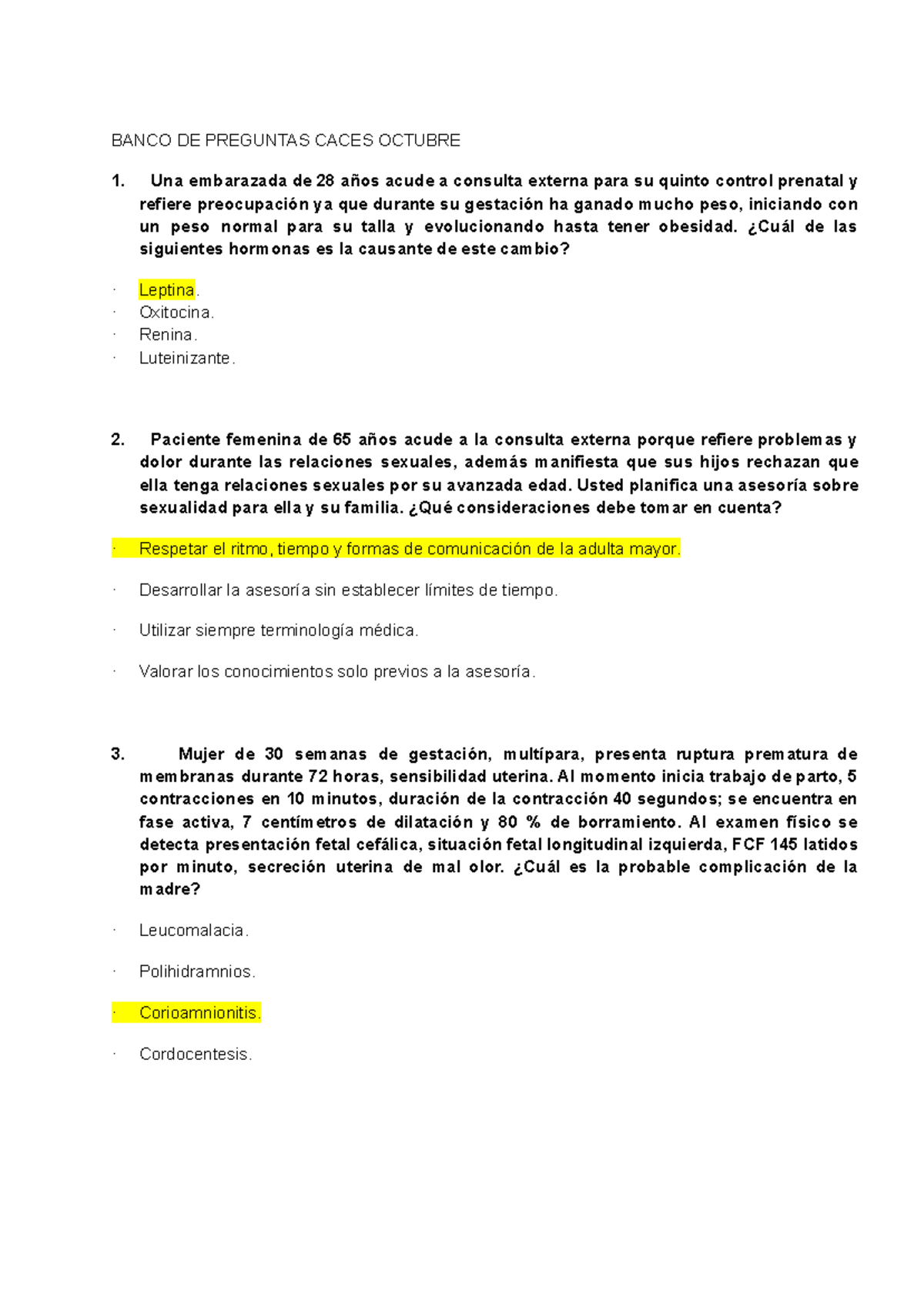 Banco de Preguntas CACES - Exámenes de Medicina Octubre 2023 - Studocu