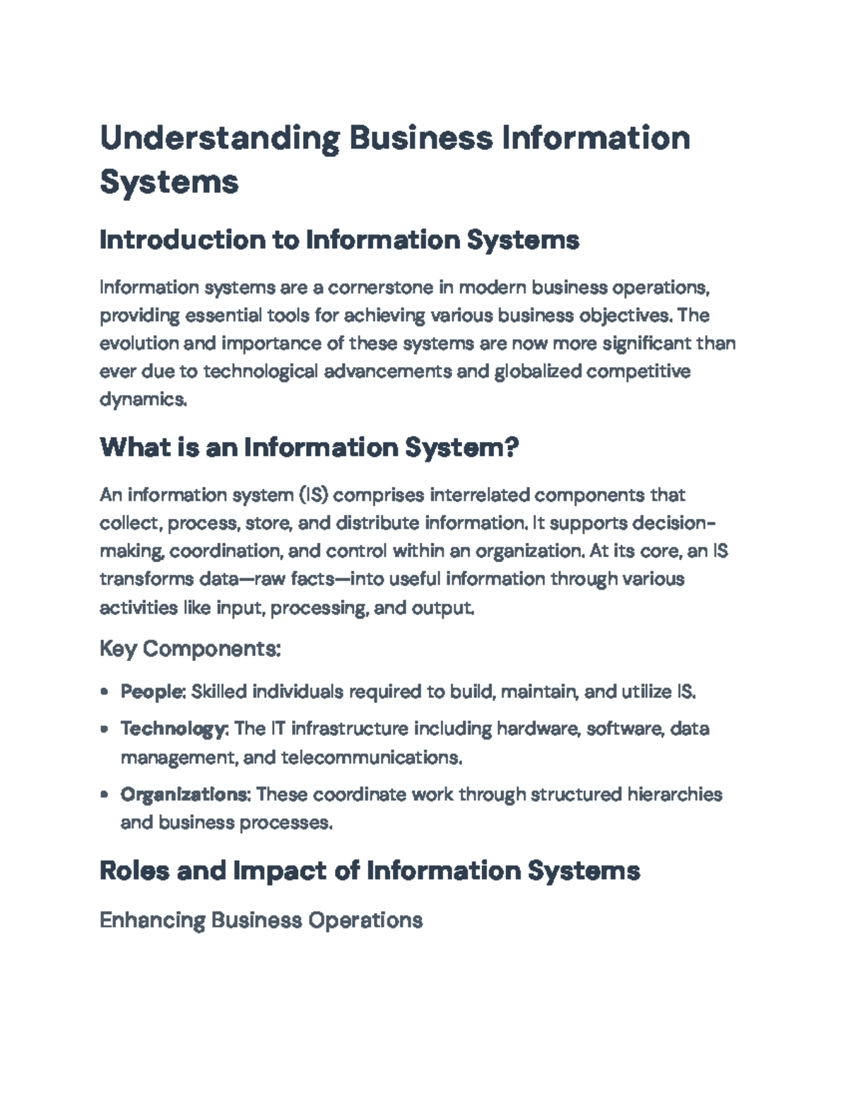 Understanding Information Systems: Roles, Challenges, and Career Impact ...