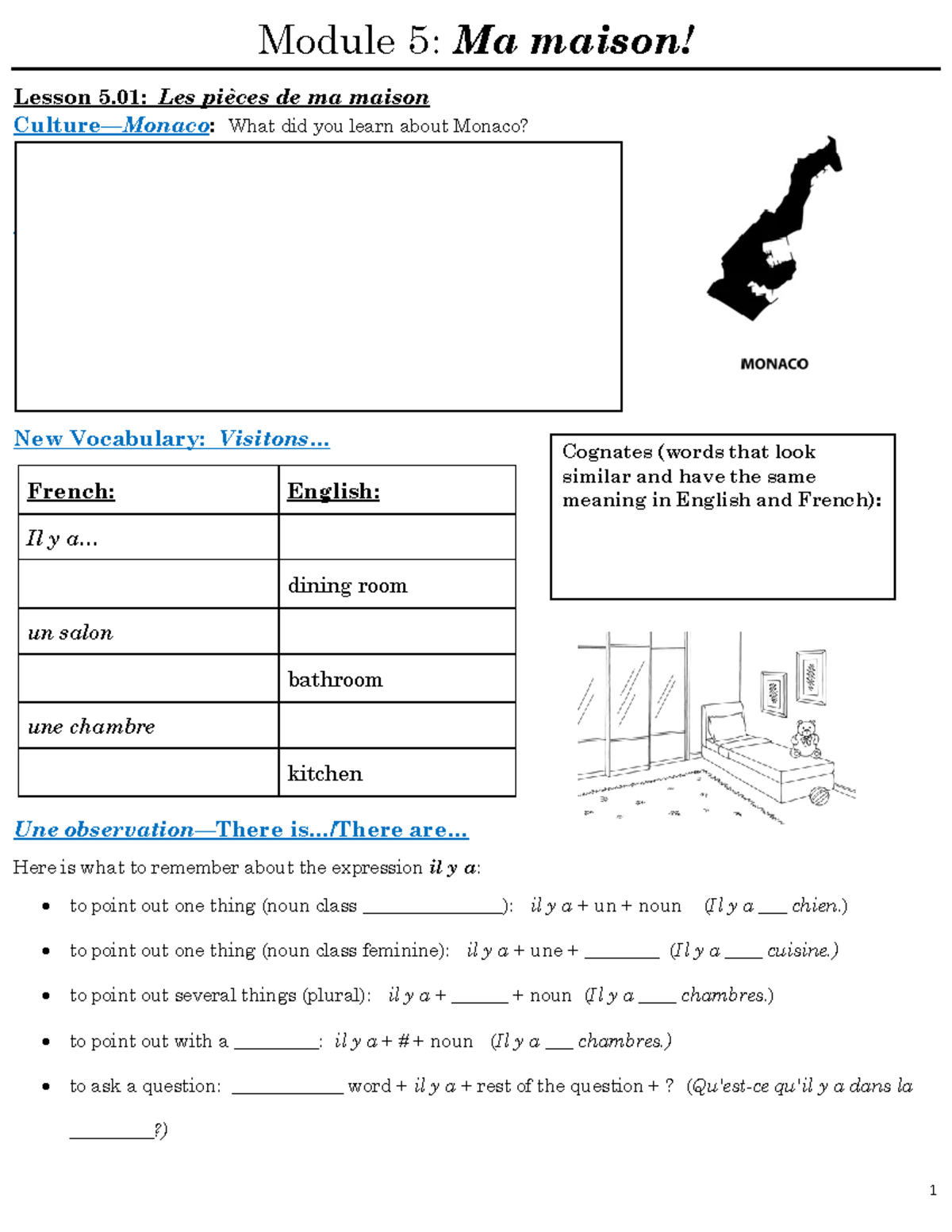 Module 5: Ma Maison! French 1 Lesson Overview (v23) - Studocu