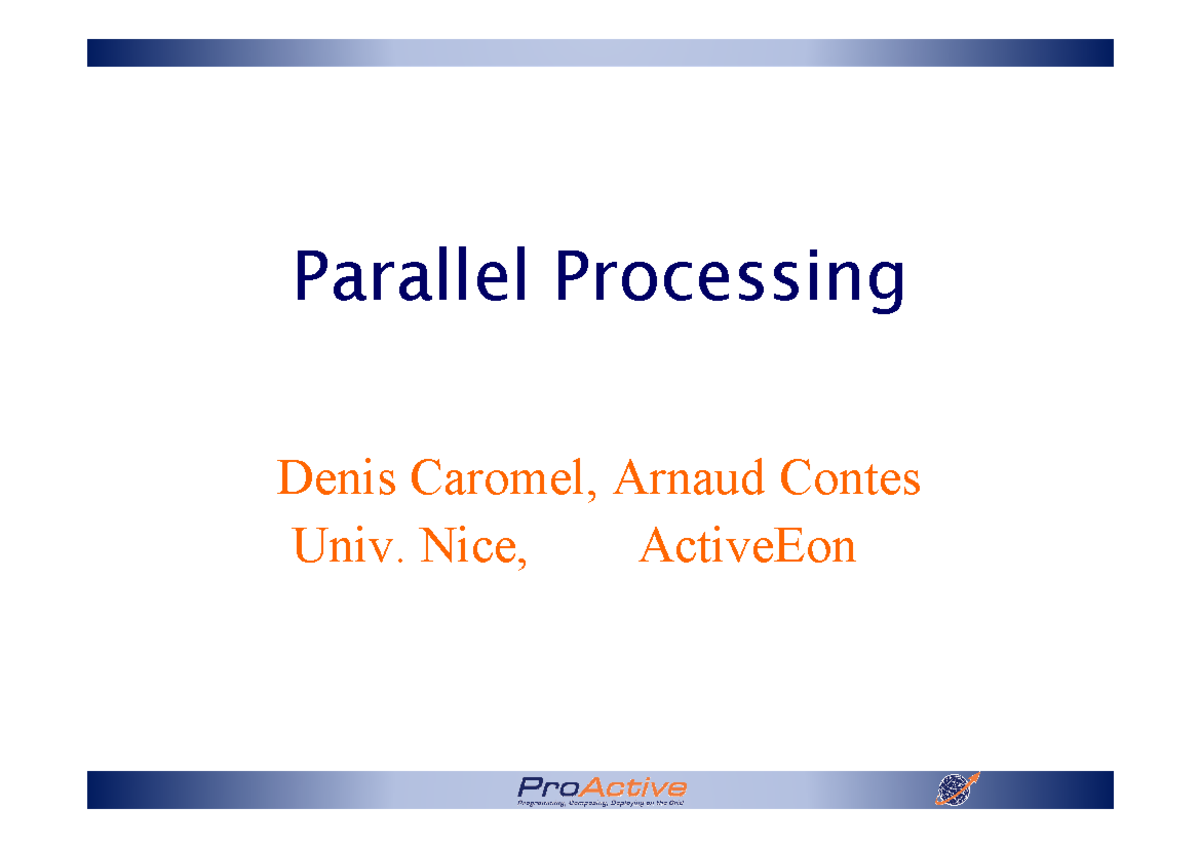 Introduction To Parallel Programming - Parallel Processing Denis ...