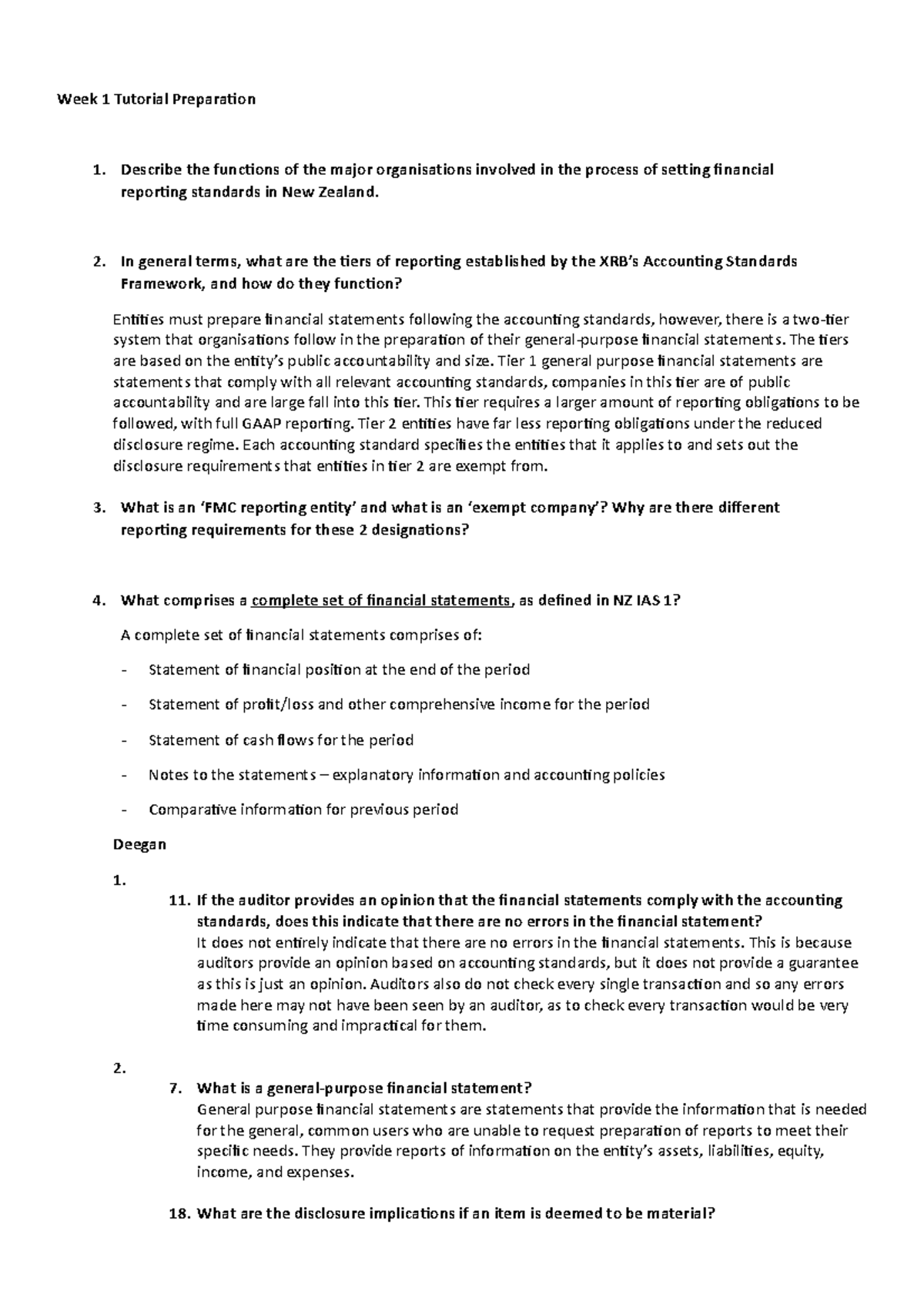 Week 1 Tutorial - week 1 tute - Week 1 Tutorial Preparation Describe ...