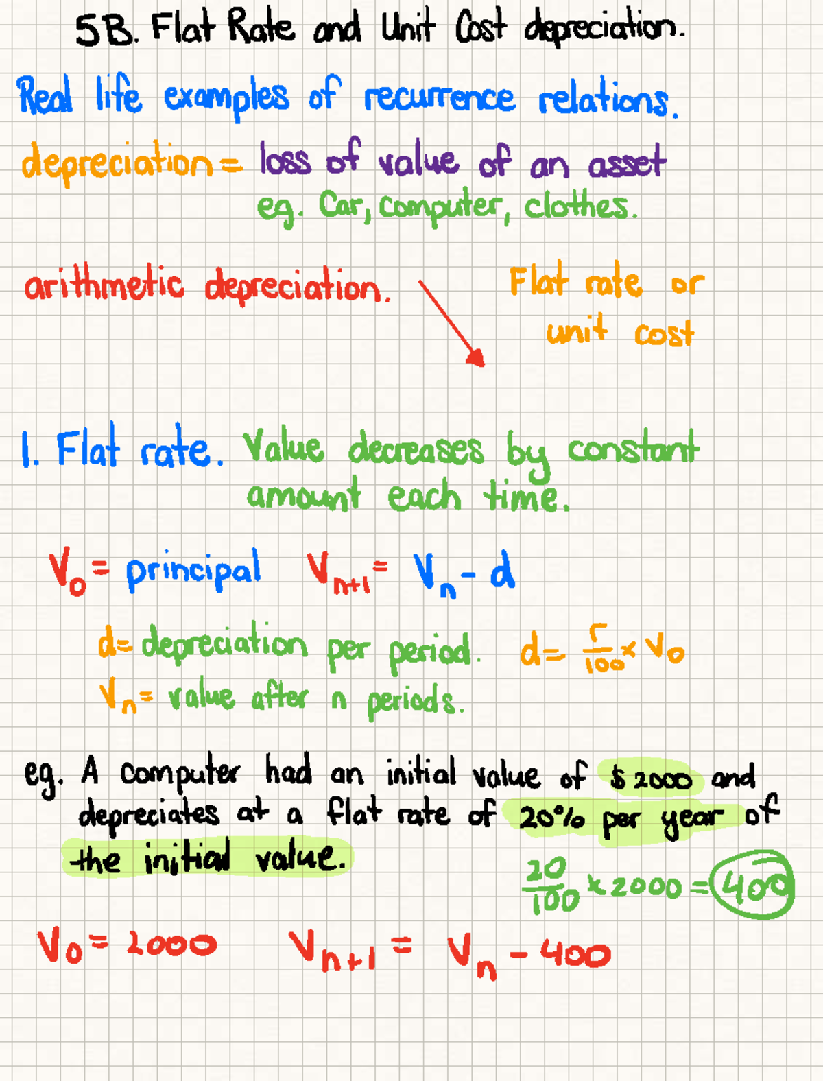 5B. Recurrence Relations for Flat Rate & Unit Cost Depreciation - Studocu
