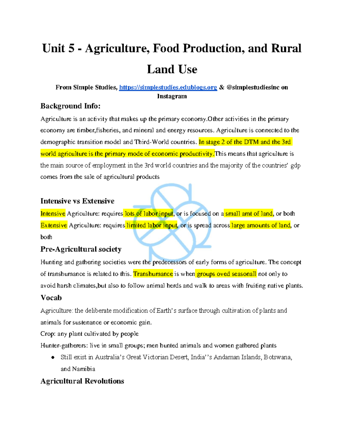 AP-Human-Geography-Unit-5: Agriculture, Food Production, and Rural Land ...