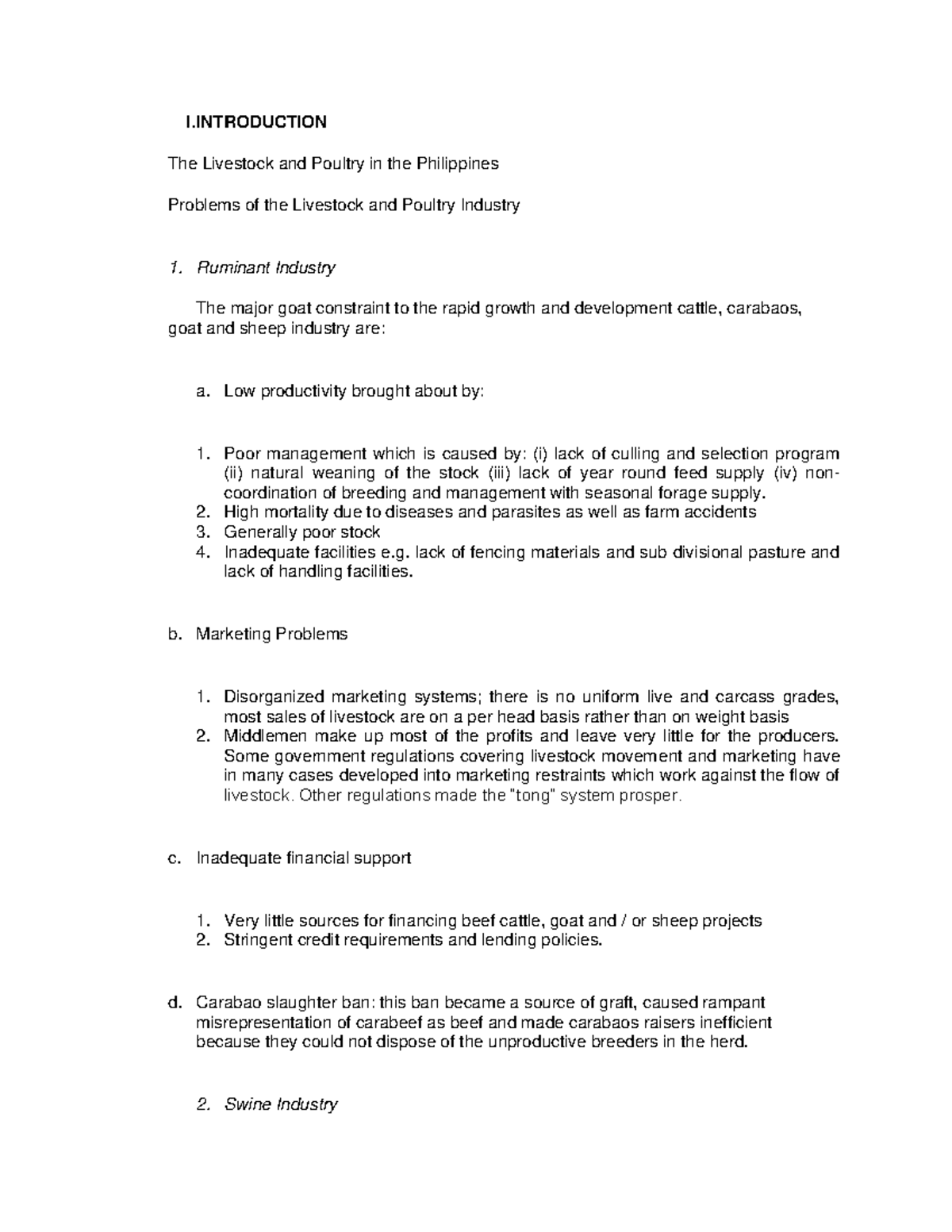 AGRI 21 Midterm Study: Issues in Livestock & Poultry Industry - Studocu