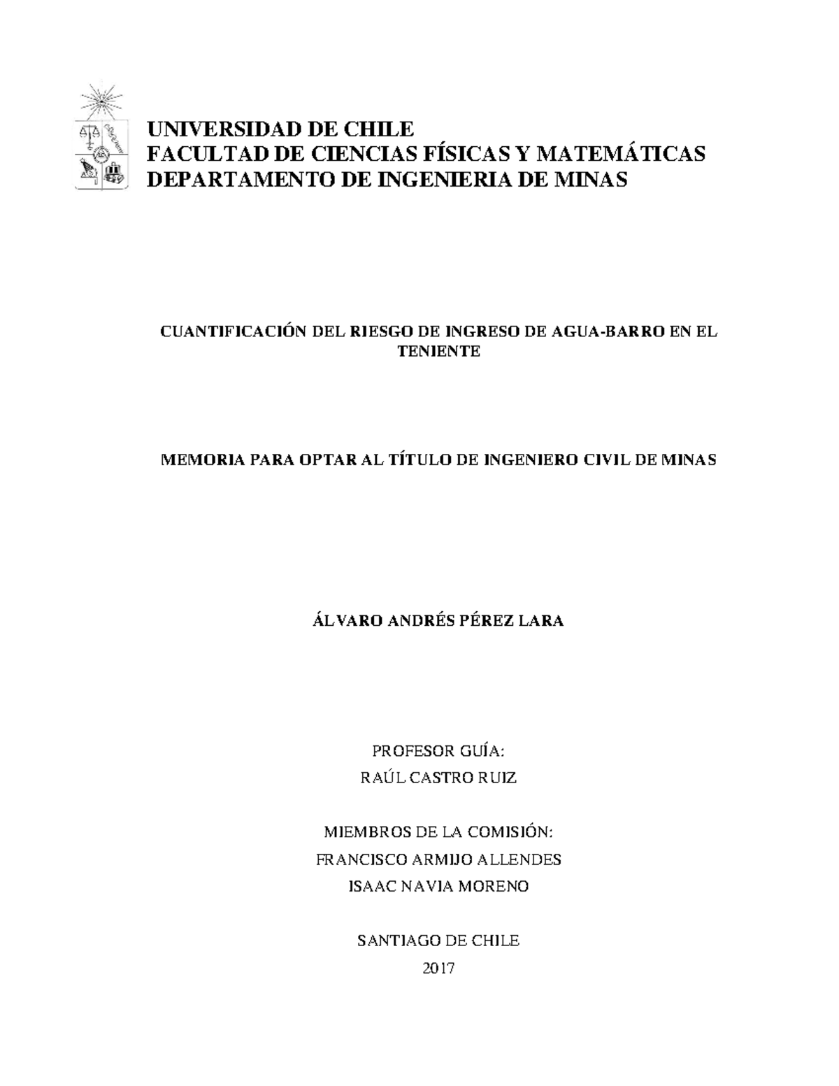Cuantificación del Riesgo de Ingreso de Agua Barro en DET - 2017 - Studocu