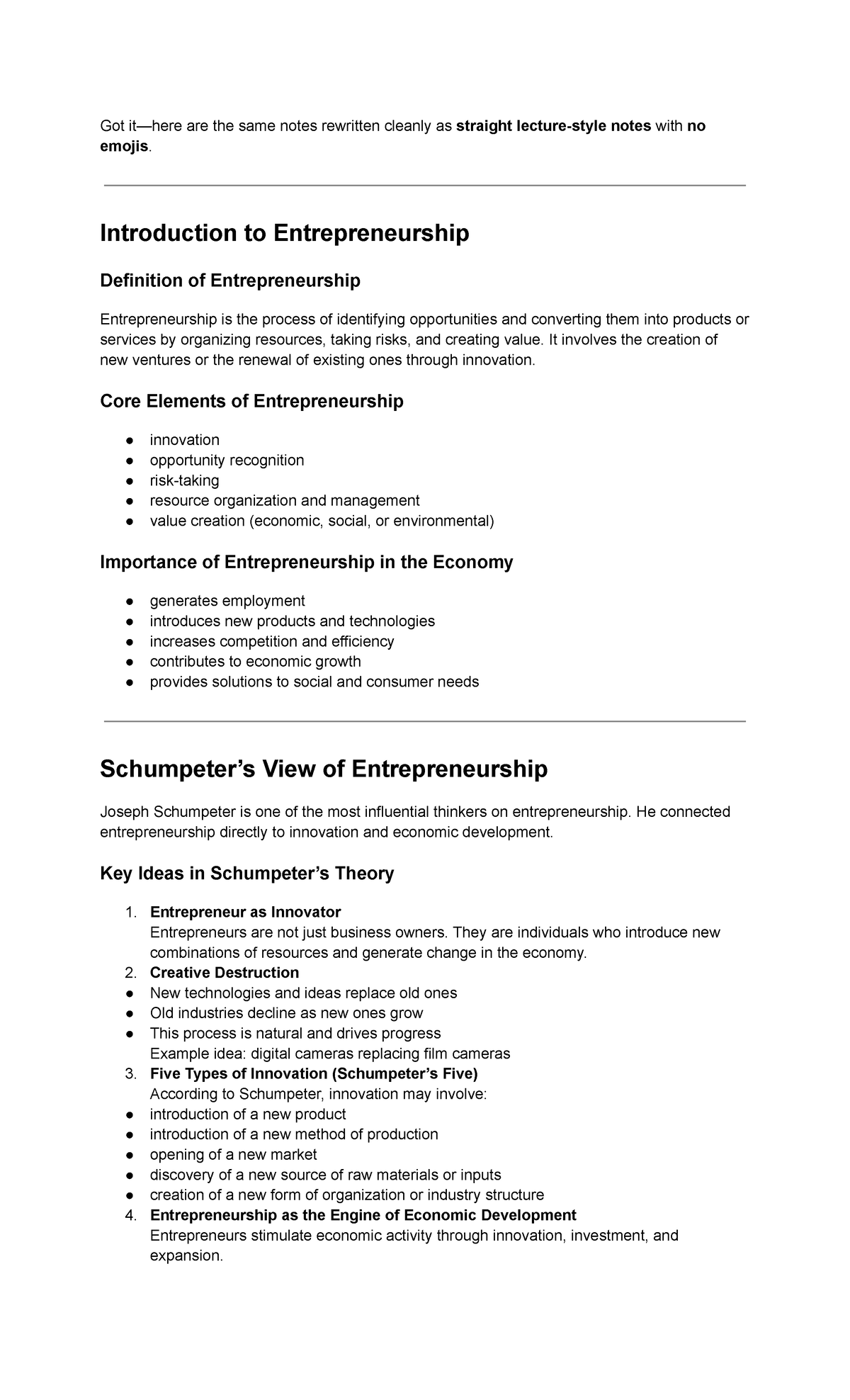 Entrep M1: Clean Notes on Entrepreneurship Concepts and Theories - Studocu