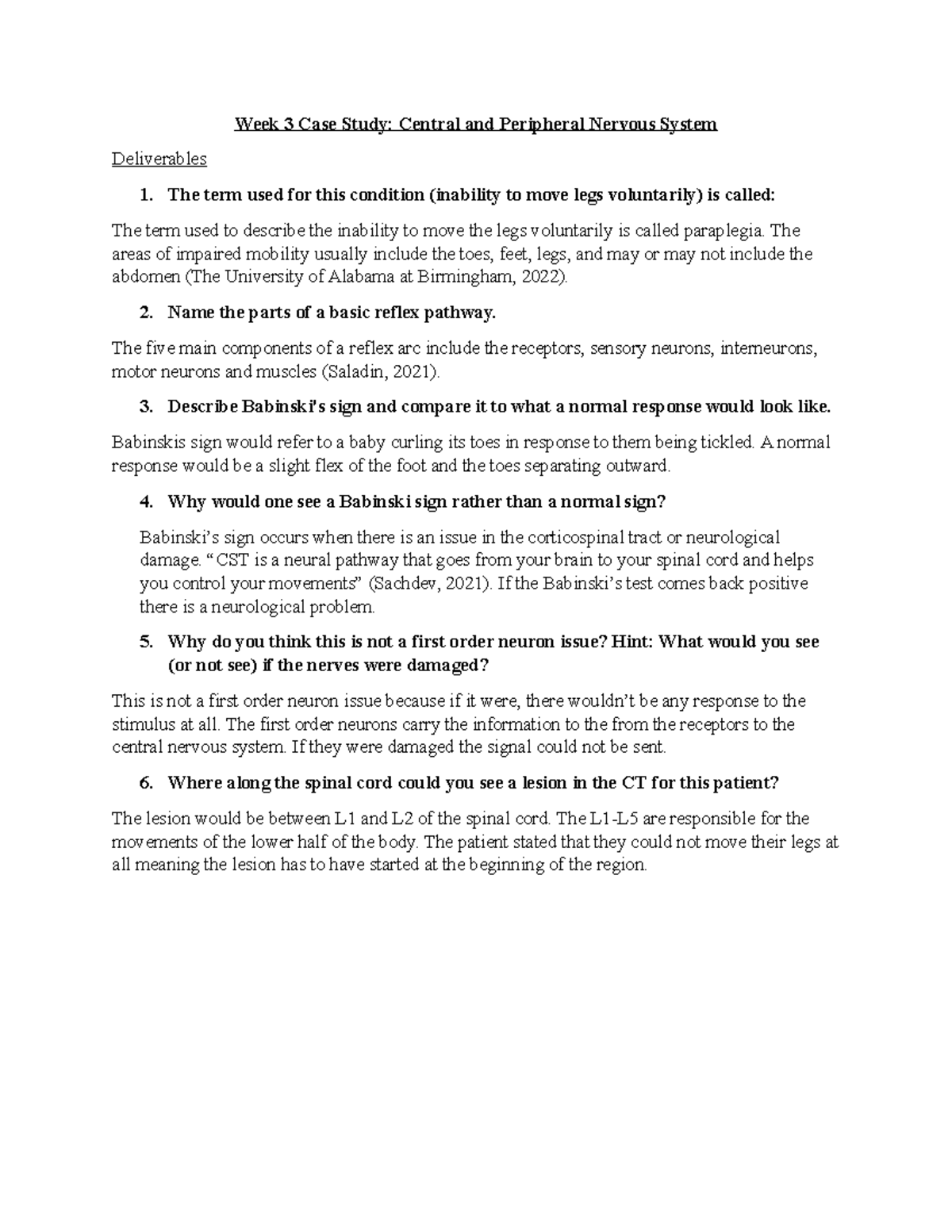 Week 3 Case Study: Exploring Central & Peripheral Nervous System - Studocu