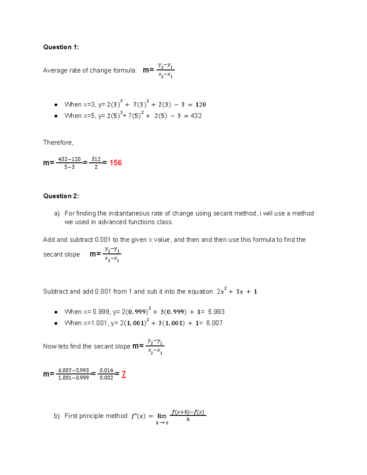 Calc ROC - Average Rate of Change & Secant Method Notes - Studocu