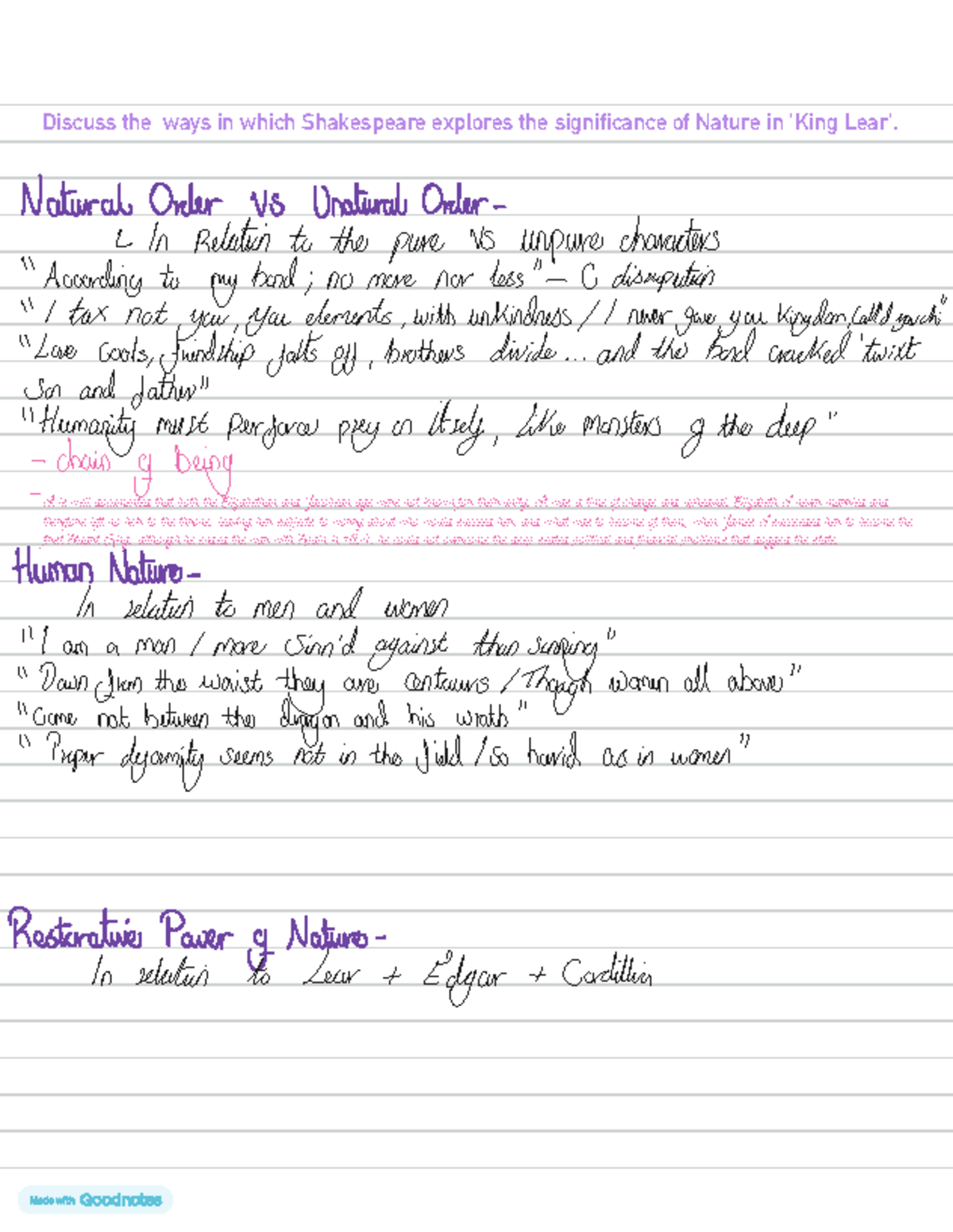 English Literature - Essay on Nature's Significance in Shakespeare ...