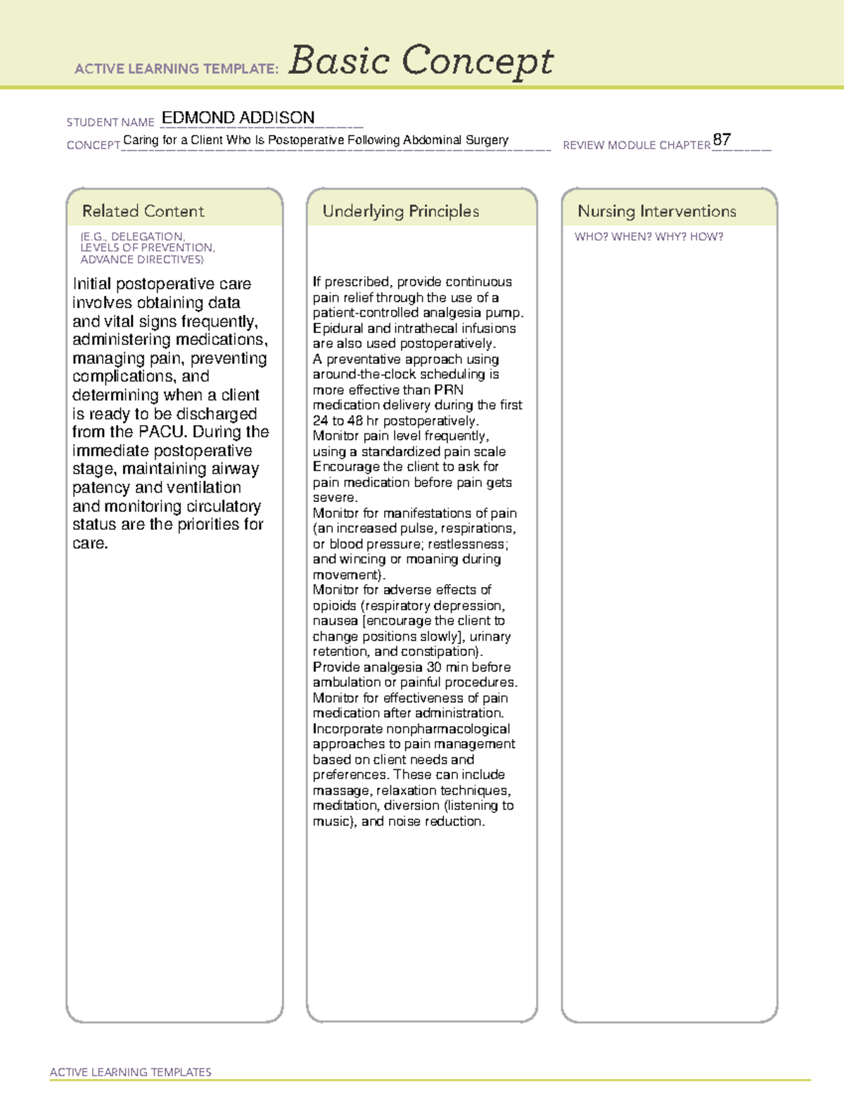 Caring for Postoperative Clients: Nursing Interventions & Principles ...