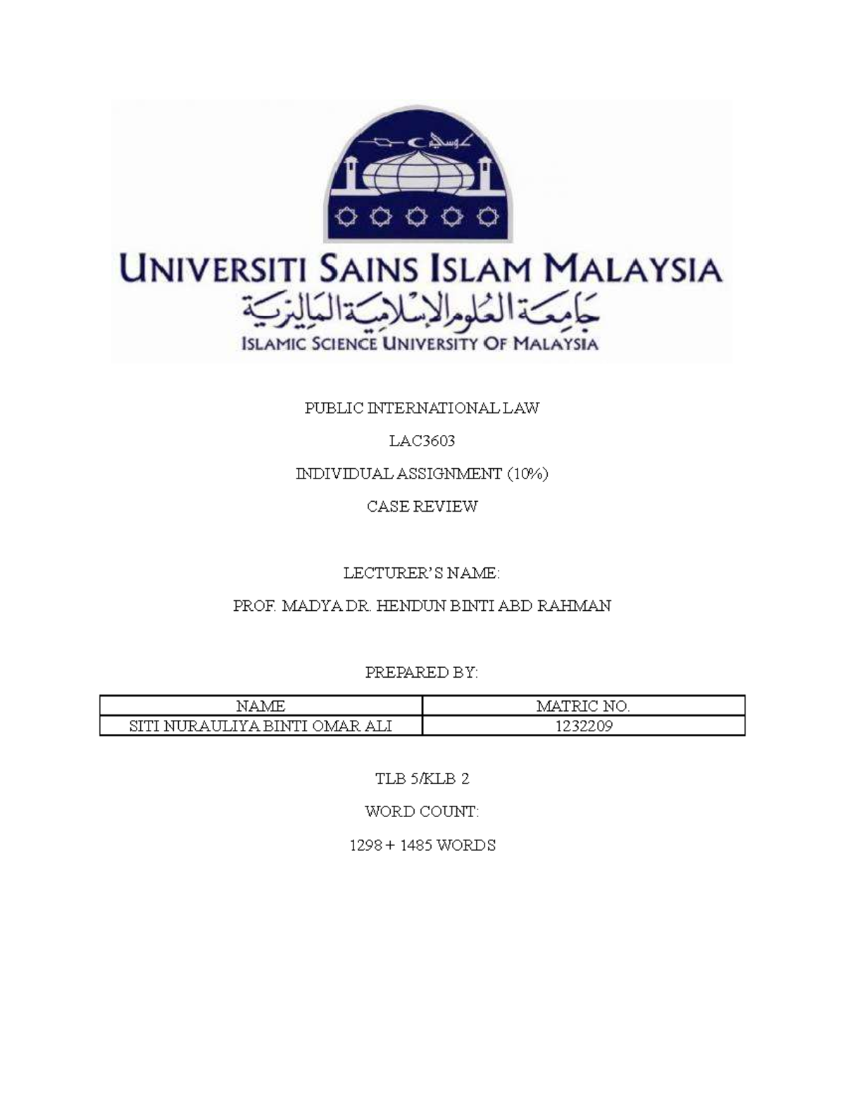 LAC3603 Final Assignment: Case Review of Leyla Şahin v Turkey - Studocu