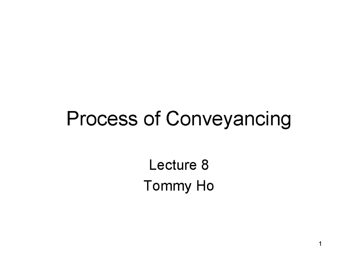 Legal Studies - Module 7 Land Law and Conveyancing - Process of ...