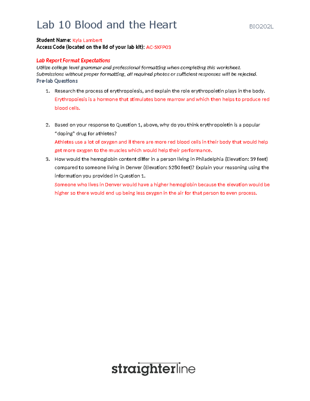 Lab 10: Blood and the Heart - BIO202L Comprehensive Report - Studocu