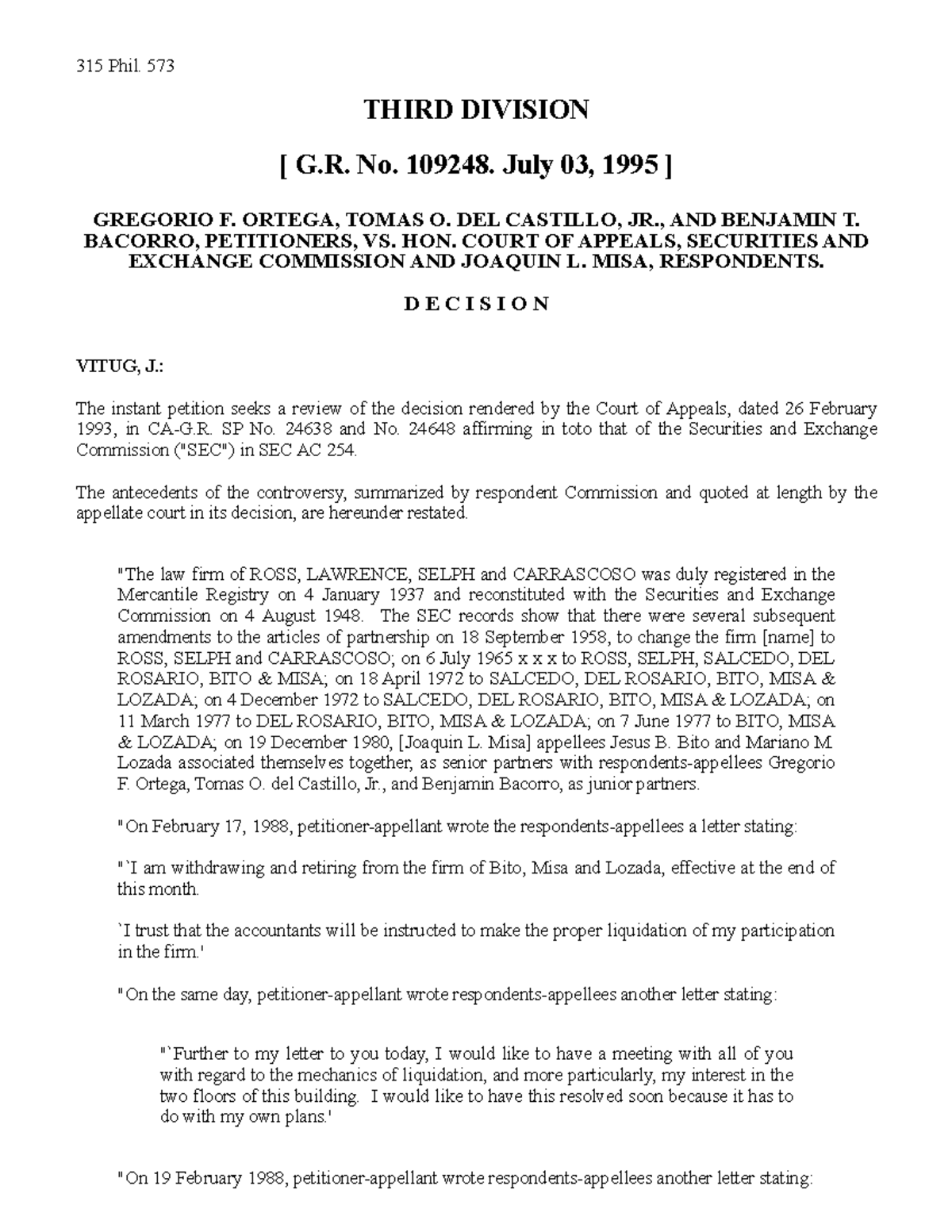 2 Ortega vs. Court of Appeals, G.R. No. 109248, July 3, 1995 - 315 Phil ...