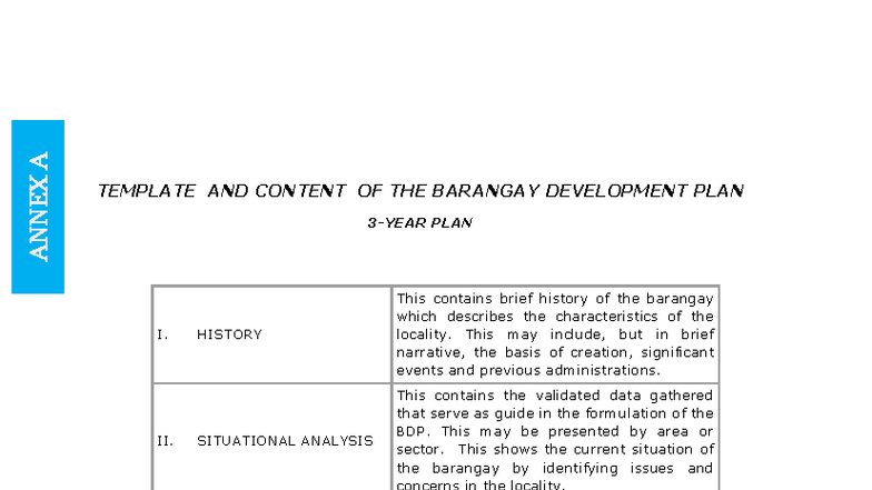 Barangay Development Plan (BDP) Template and Content Guide - Studocu