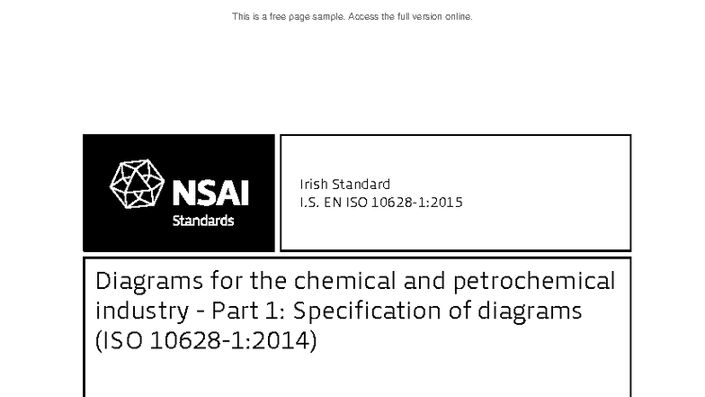 I.S. EN ISO 10628: Diagrams for Chemical & Petrochemical Industry - Studocu