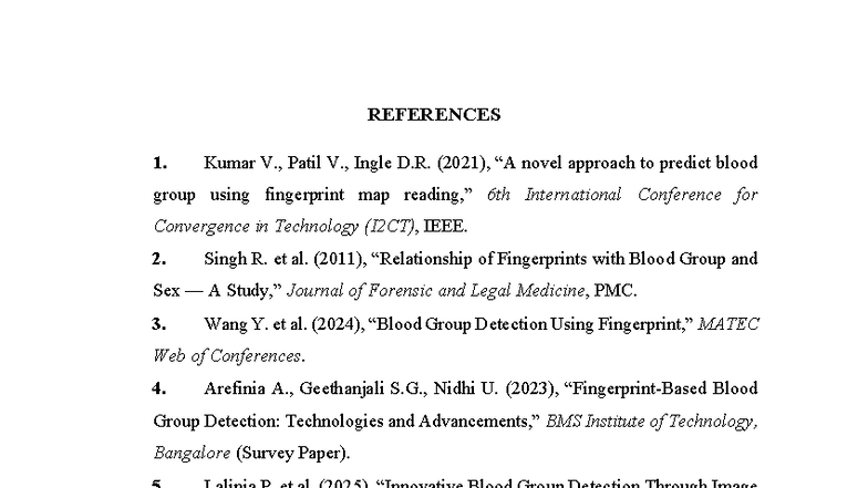 Blood Group Detection References - Study Document - Studocu