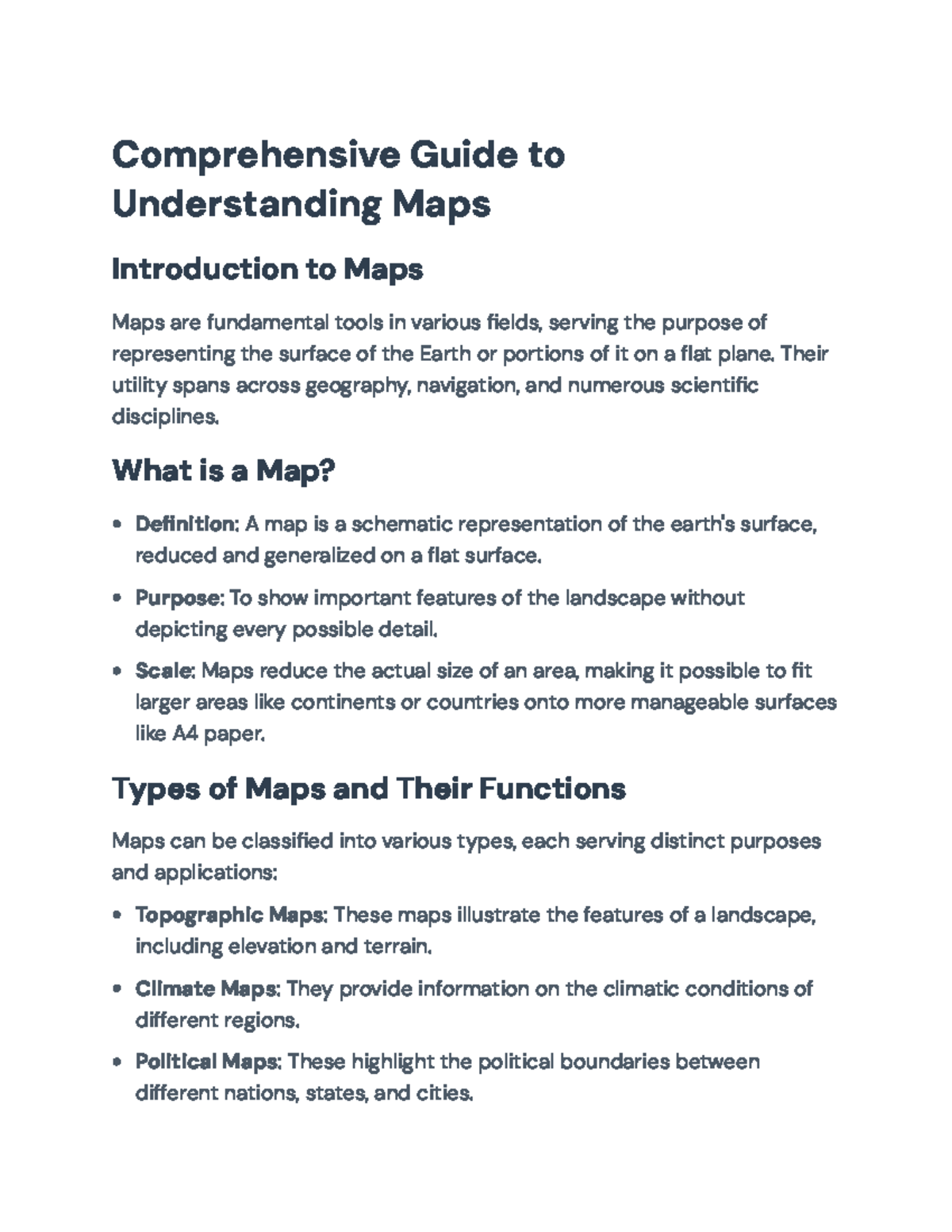 Comprehensive Guide to Understanding Maps: Types and Functions - Comprehensive Guide to - Studocu