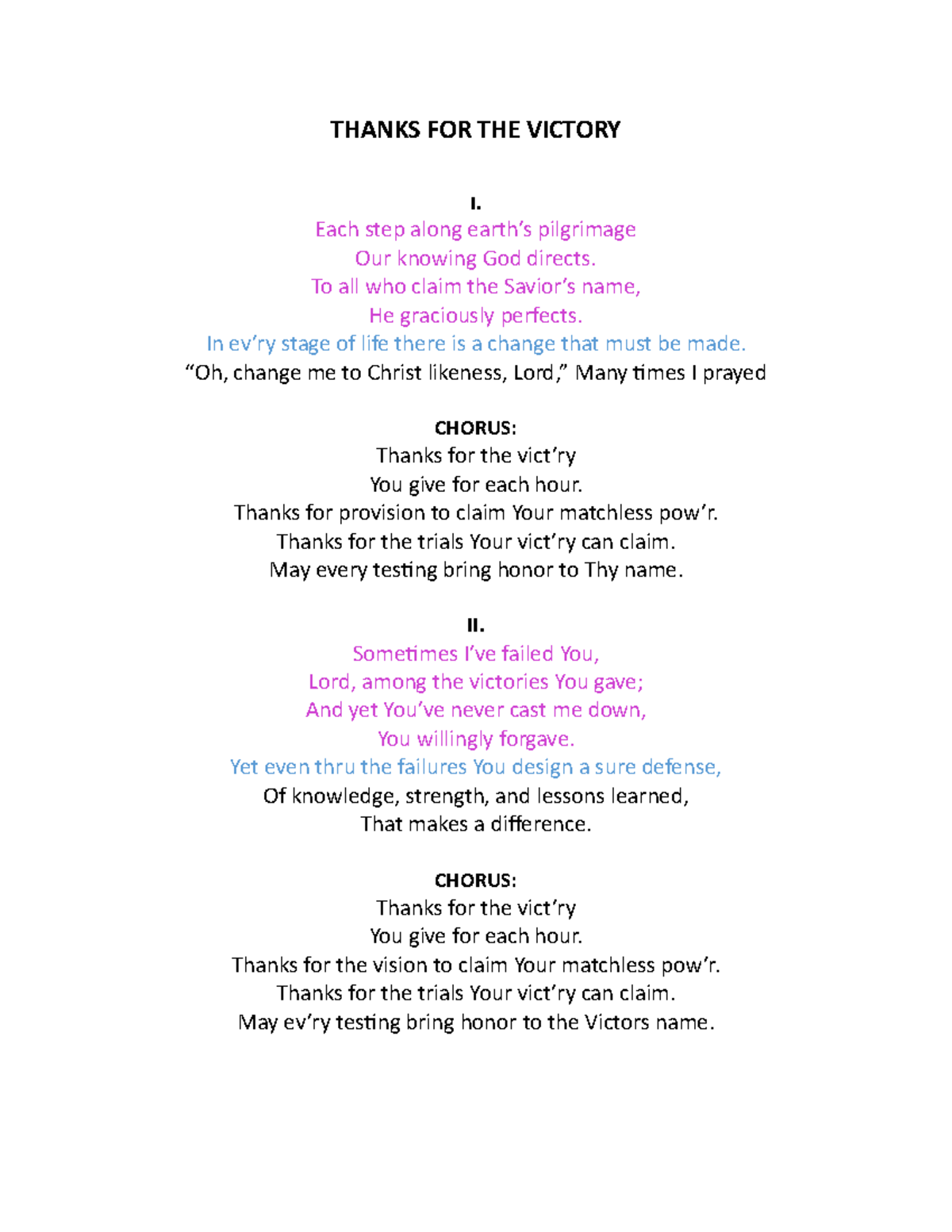 Thanks for the Victory - Worship Song Analysis - Studocu