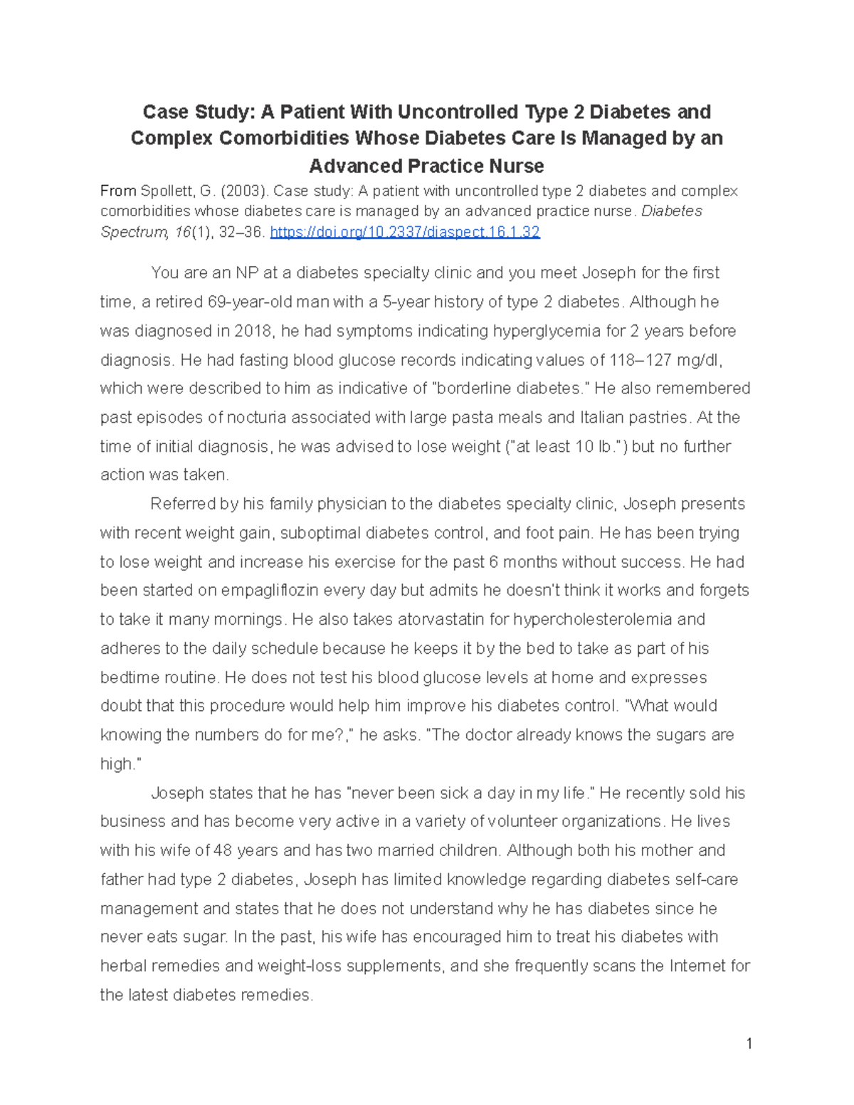 Case Study: Managing Uncontrolled Type 2 Diabetes in a Retired Patient ...