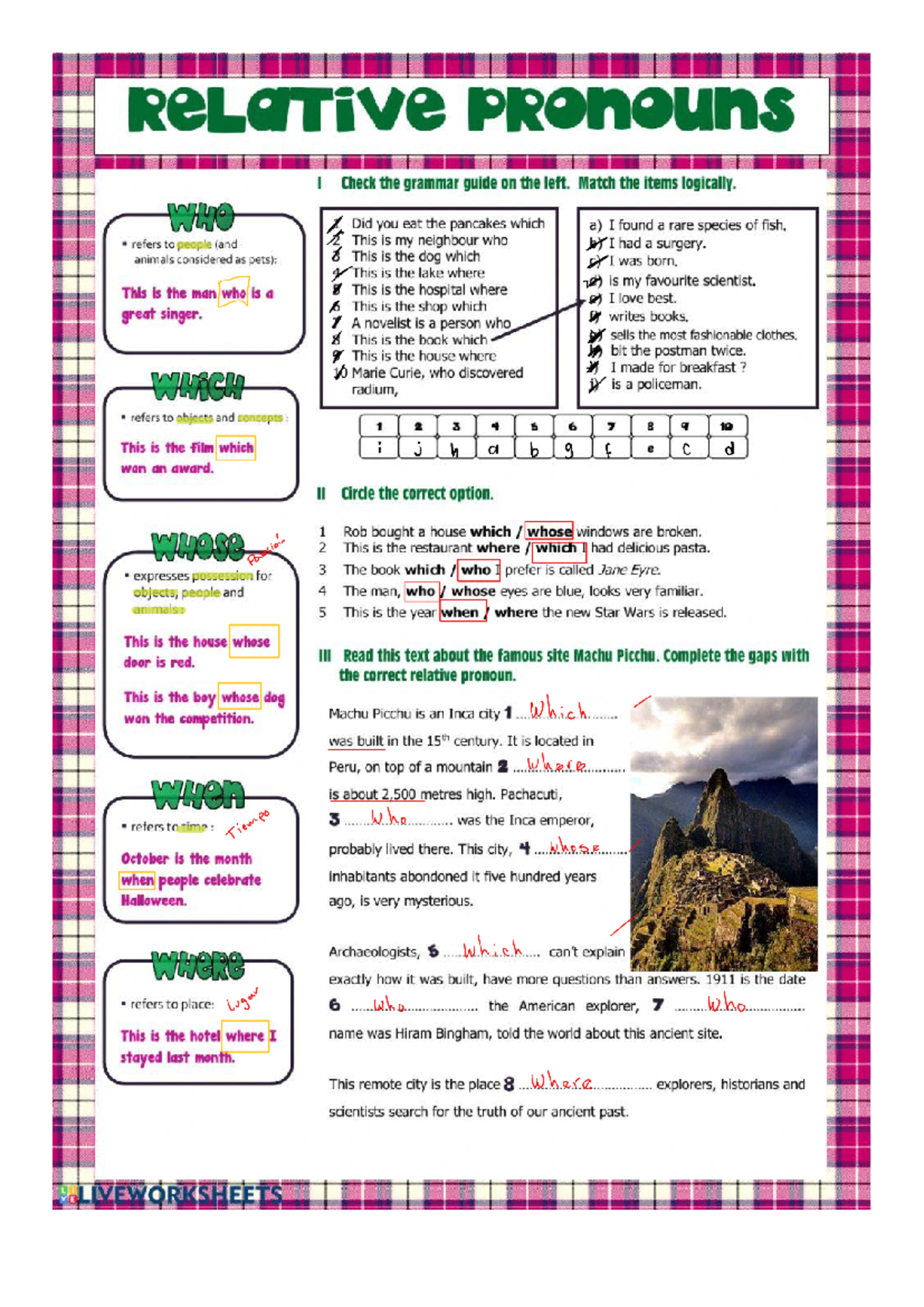 Relative pronouns worksheet 241115 115918 - ReLaTive PRONOUNS Check the ...