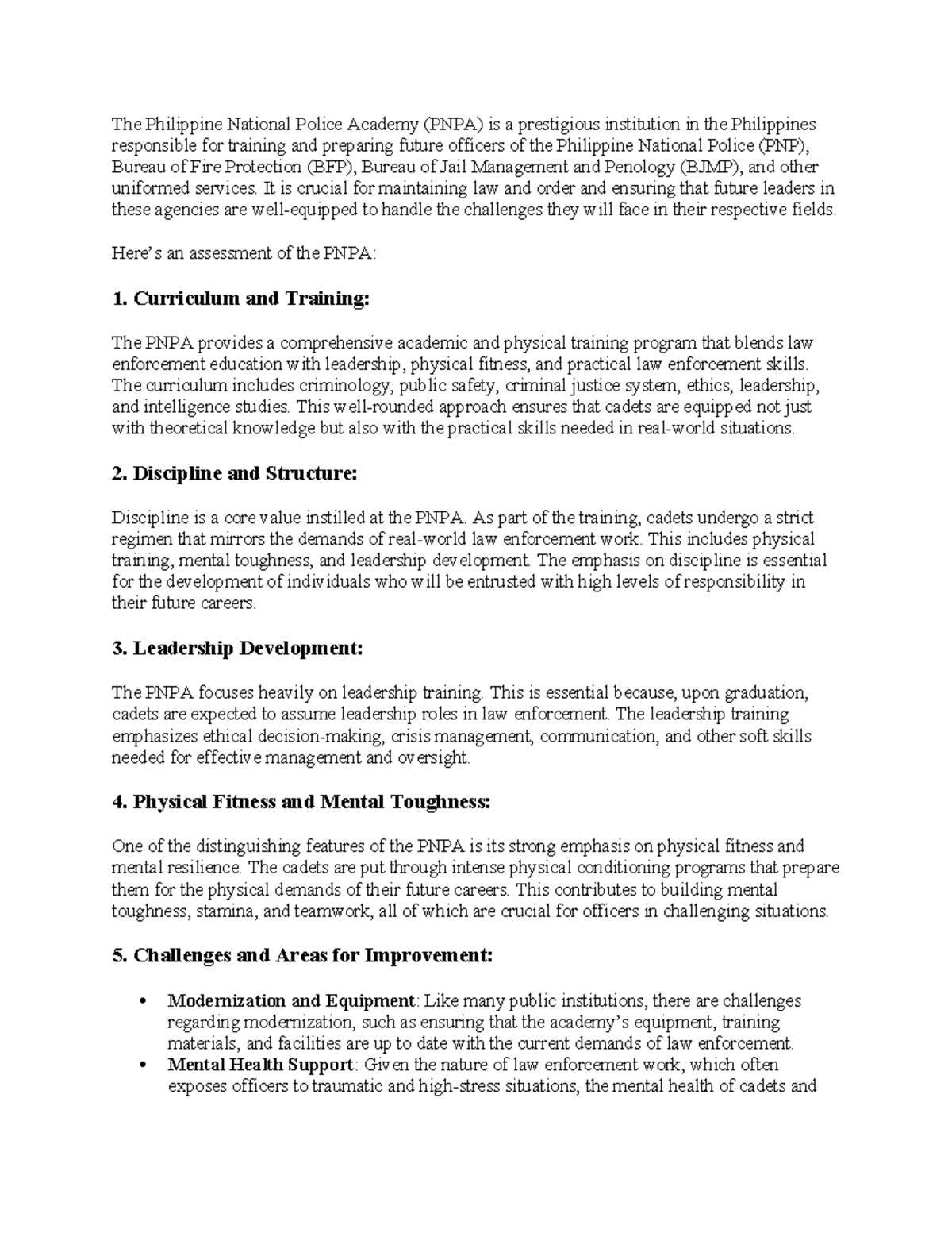 Comprehensive Overview of the Philippine National Police Academy (PNPA ...
