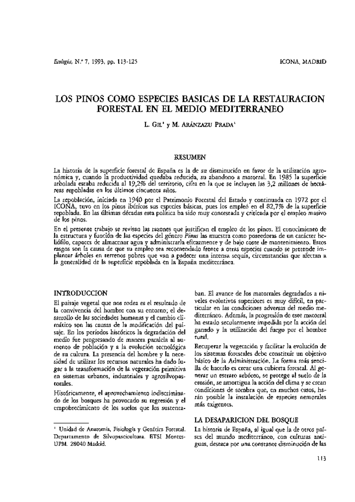 Restauración Forestal en el Medio Mediterráneo: Análisis de Pinos ...