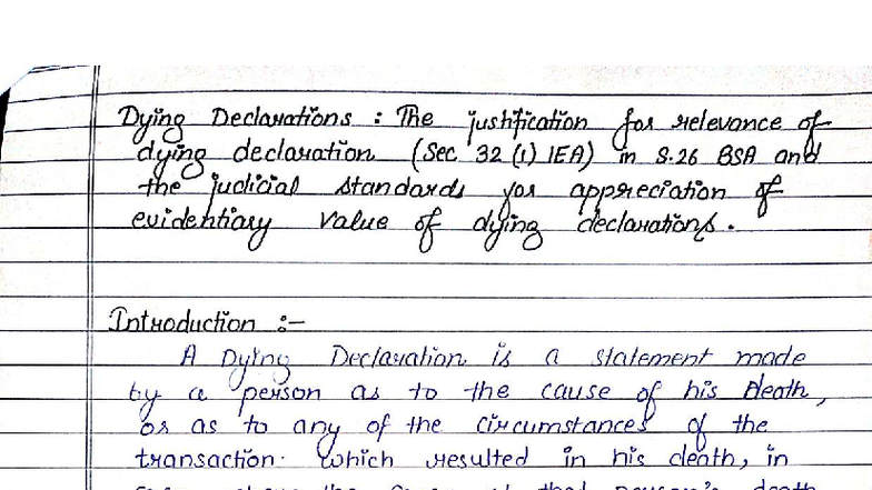 Dying Declarations: Relevance and Judicial Standards (Sec 32(1) IEA, S ...