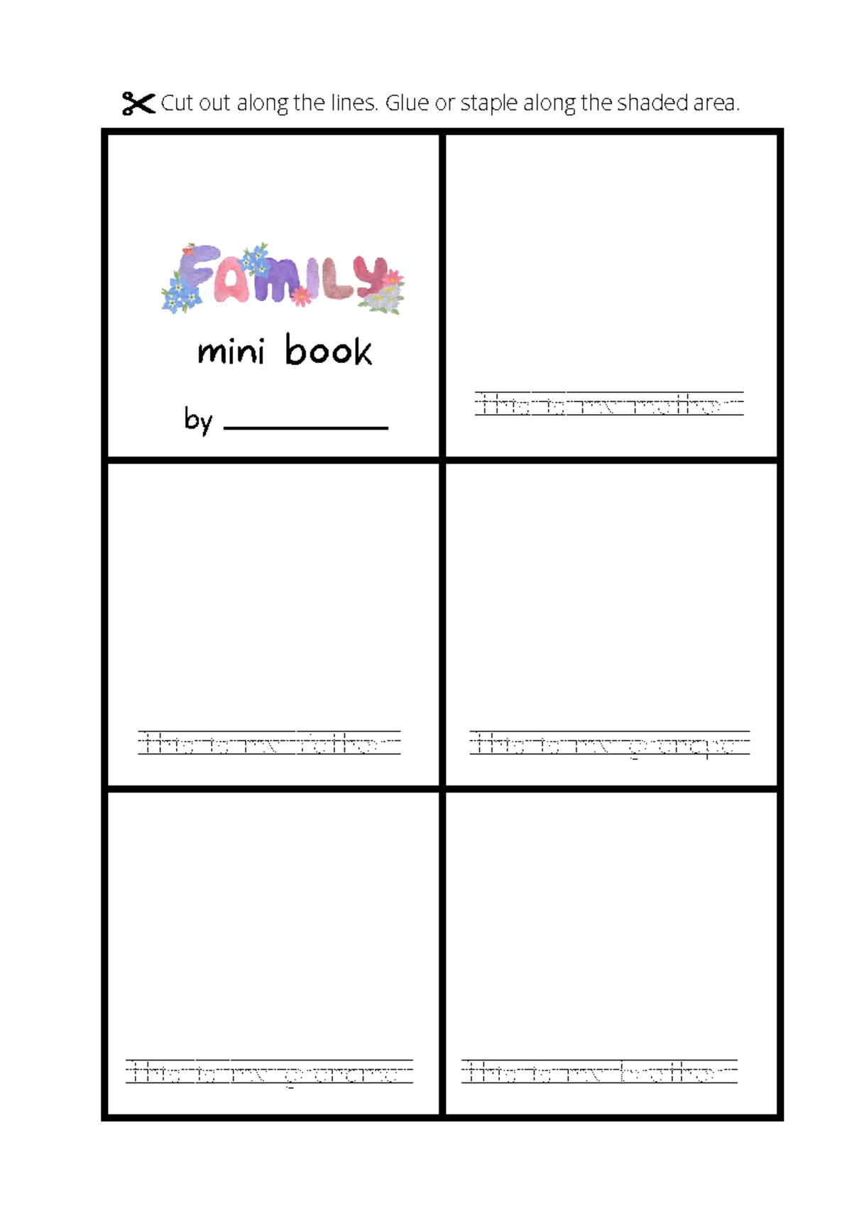 Family mini book - mini book - 1234 - mini book by Cut out along the ...
