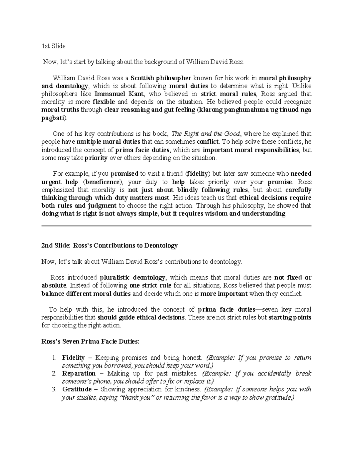 Ethics 101: William David Ross and Pluralistic Deontology Overview ...