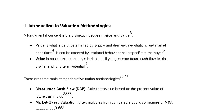 1 - Valuation Methodologies: Understanding DCF and WACC - Studeersnel
