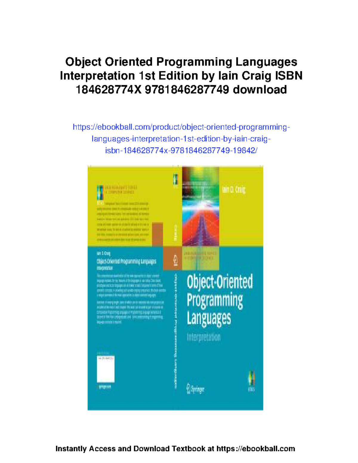 Object Oriented Programming Languages: Interpretation (1st Ed.) - Studocu