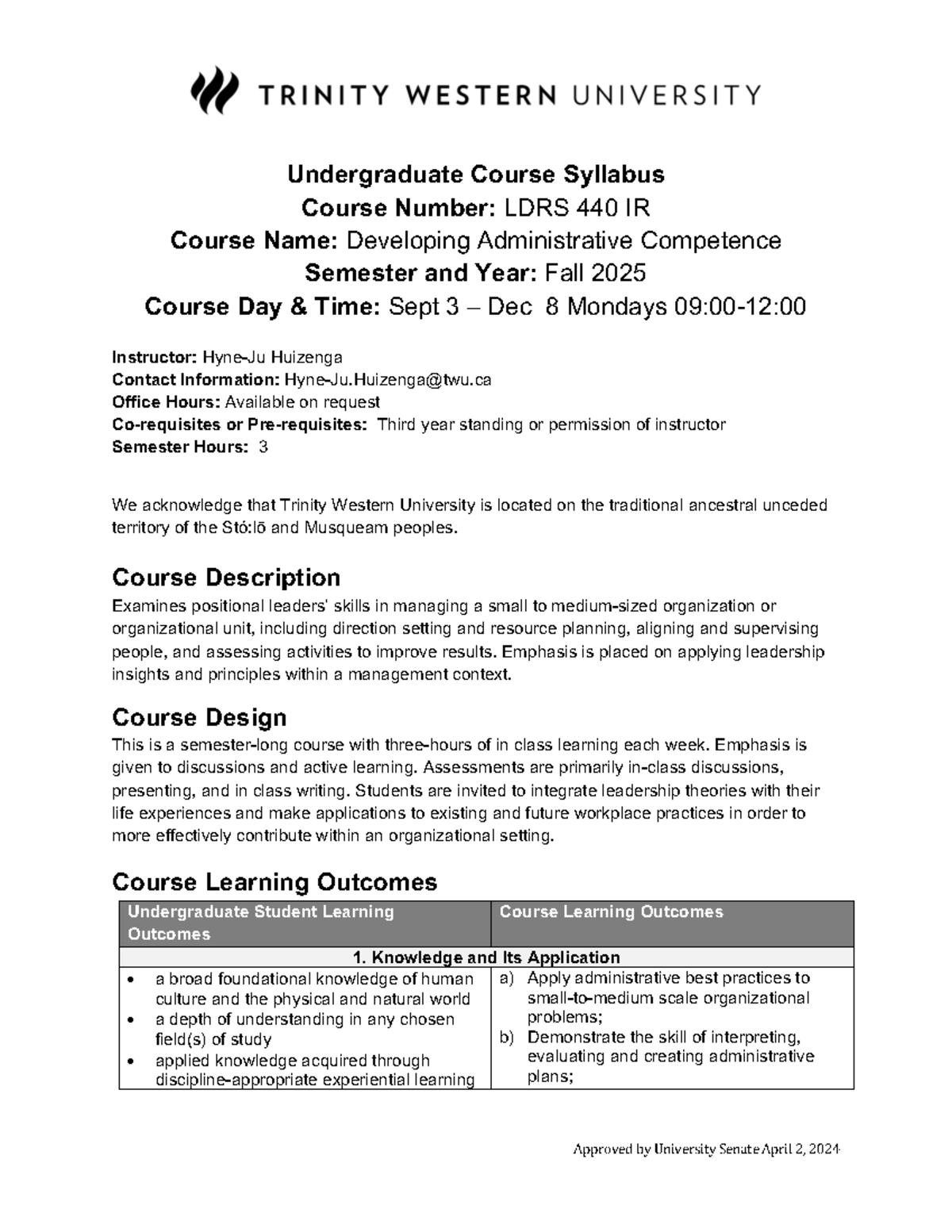 LDRS 440 IR Fall 2025 Syllabus: Developing Admin Competence - Studocu