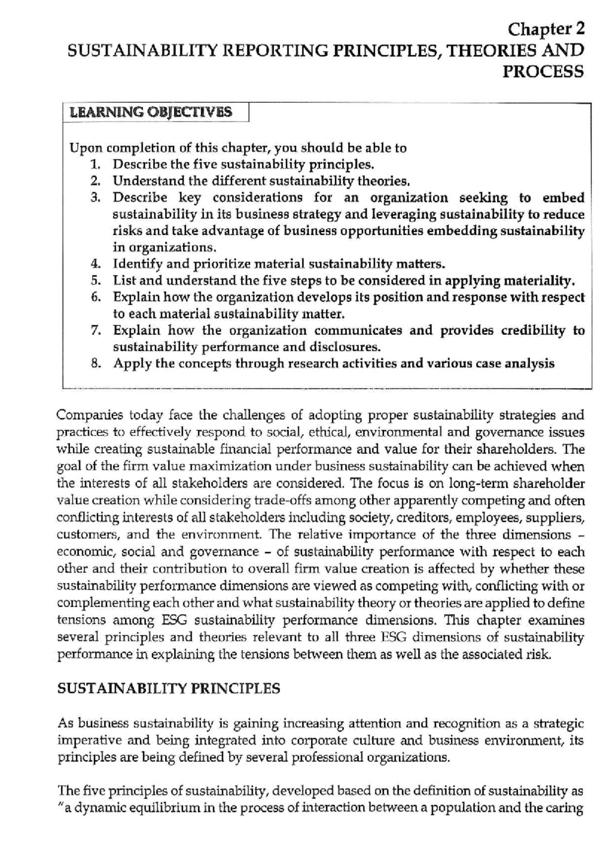 Chapter 2: Sustainability Reporting Principles & Theories (SSA-CHAP-2 ...