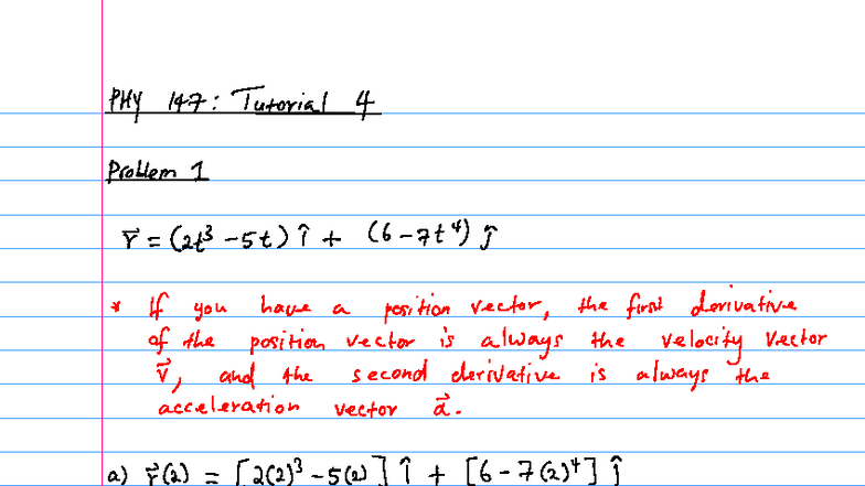 PHY 147: Tutorial 4 Solutions on Velocity and Acceleration - Studocu