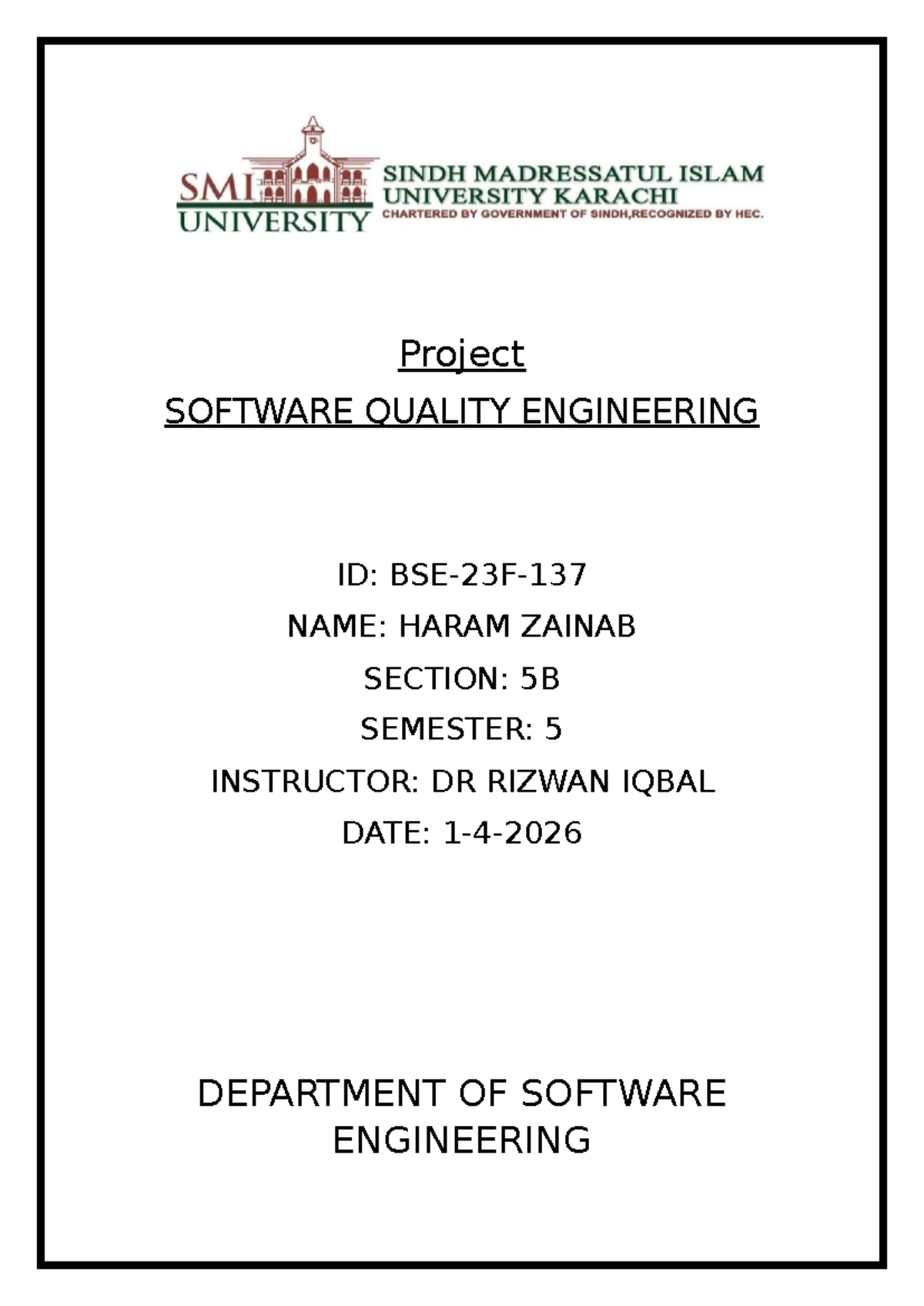Project Software Quality Engineering (SQE) - EcoTrack SRS Assignment ...